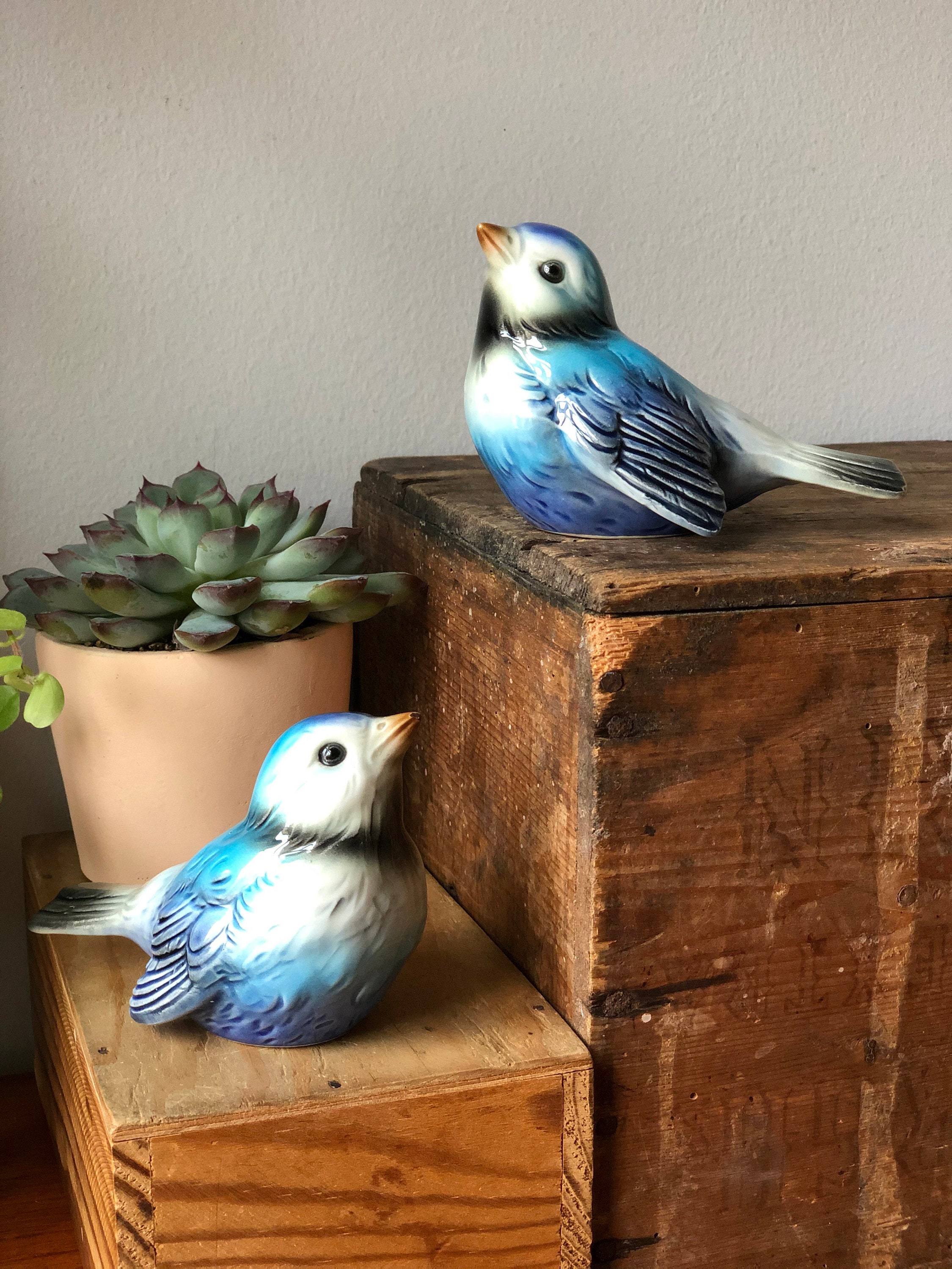 Pair Goebel ceramics turquoise bird figurines West Germany ceramics ...