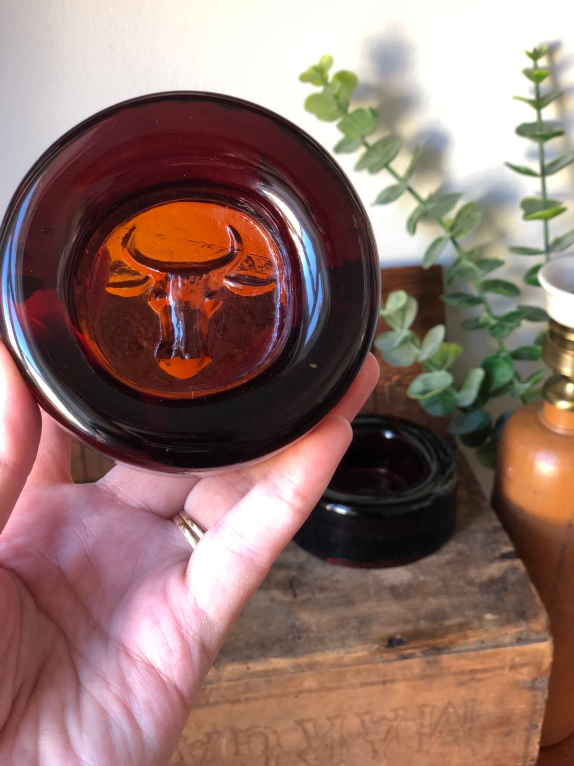 Vintage amber Paperweight Erik Höglund Kosta Boda Sweden Moulded Bull ...
