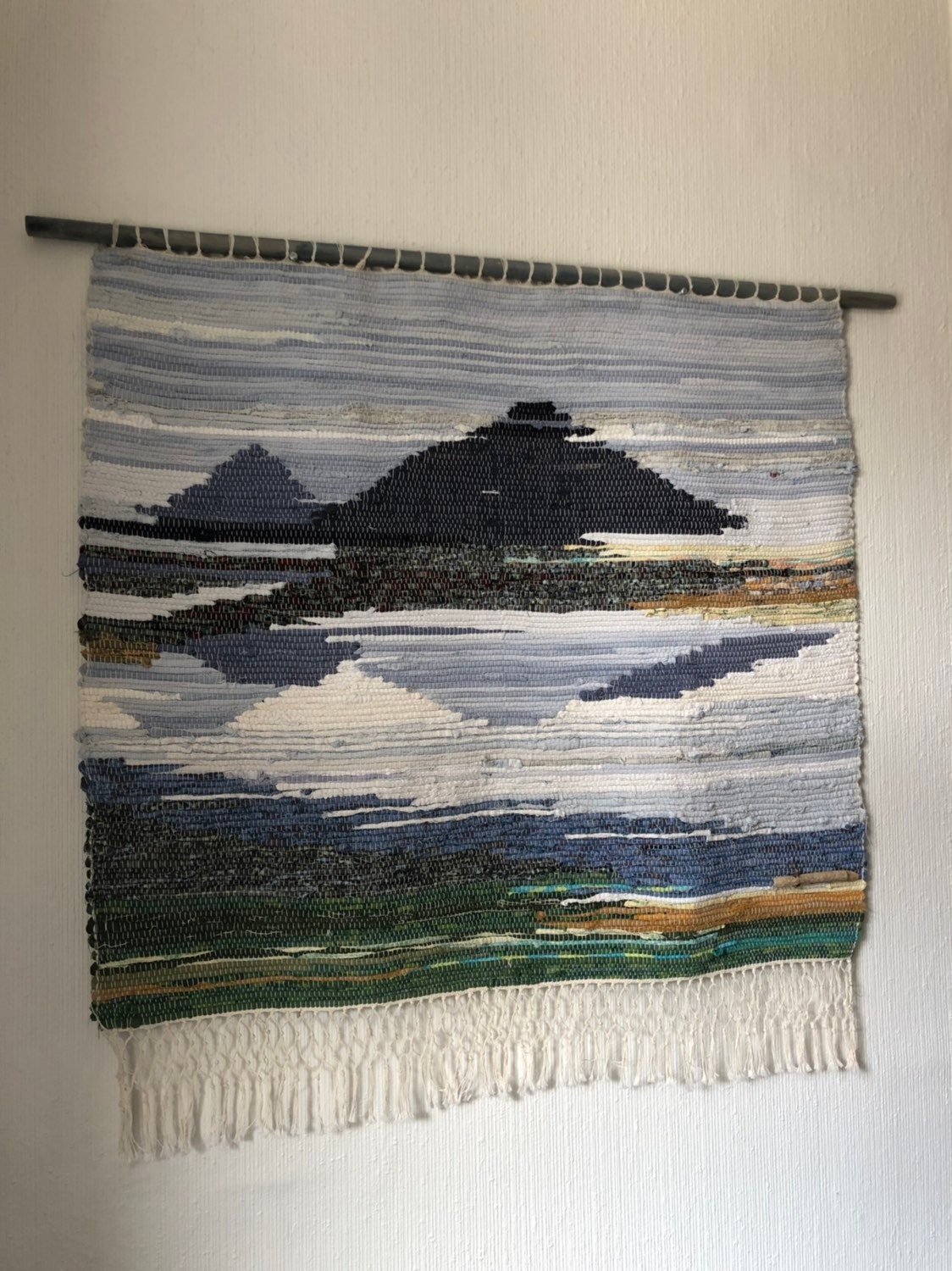Original Scandinavian rag rug woven textil art wall hanging tapestry ...