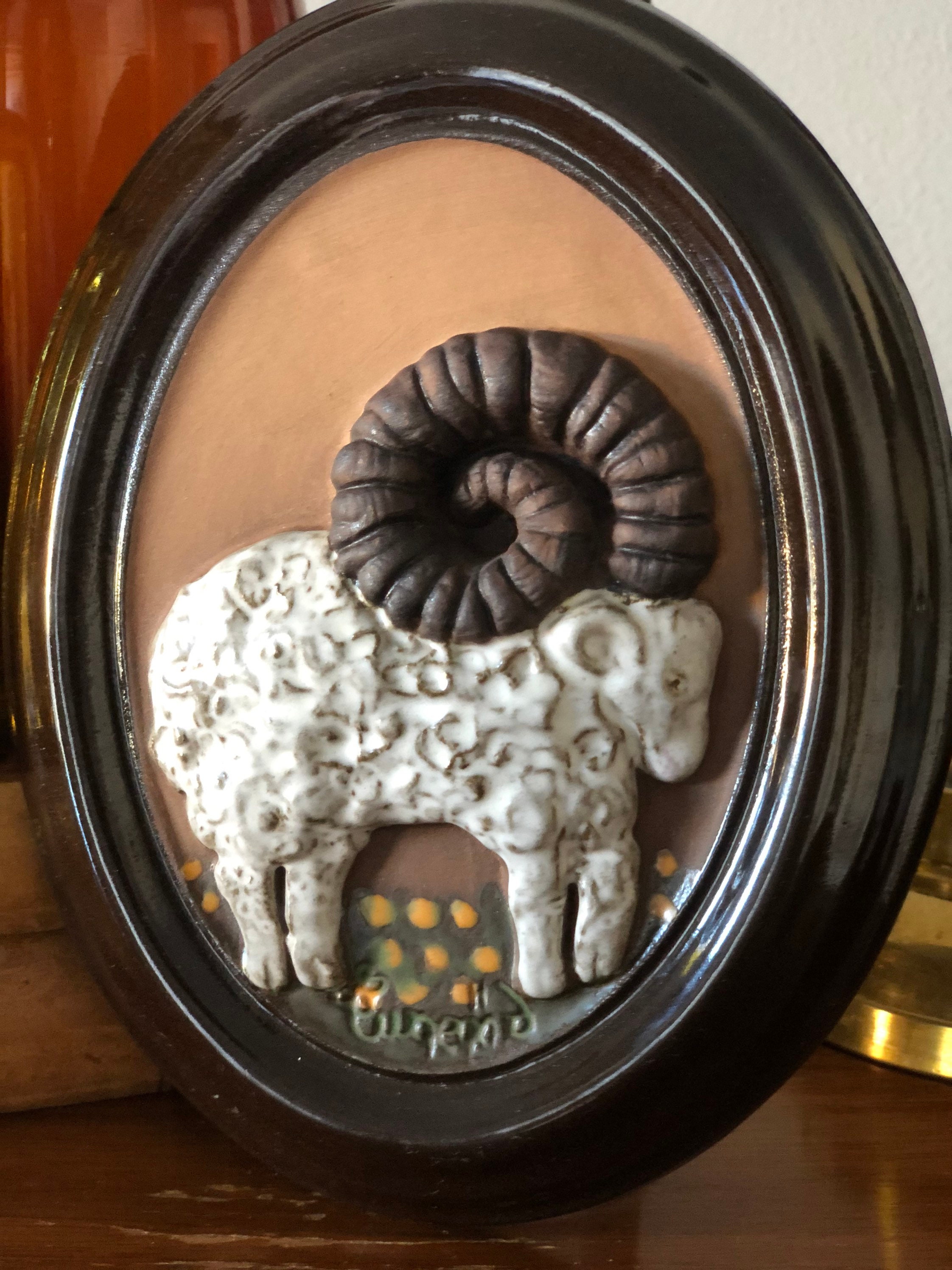 Scandinavian Vintage sheep tile Swedish ceramics Gabriel plaque outdoor ...
