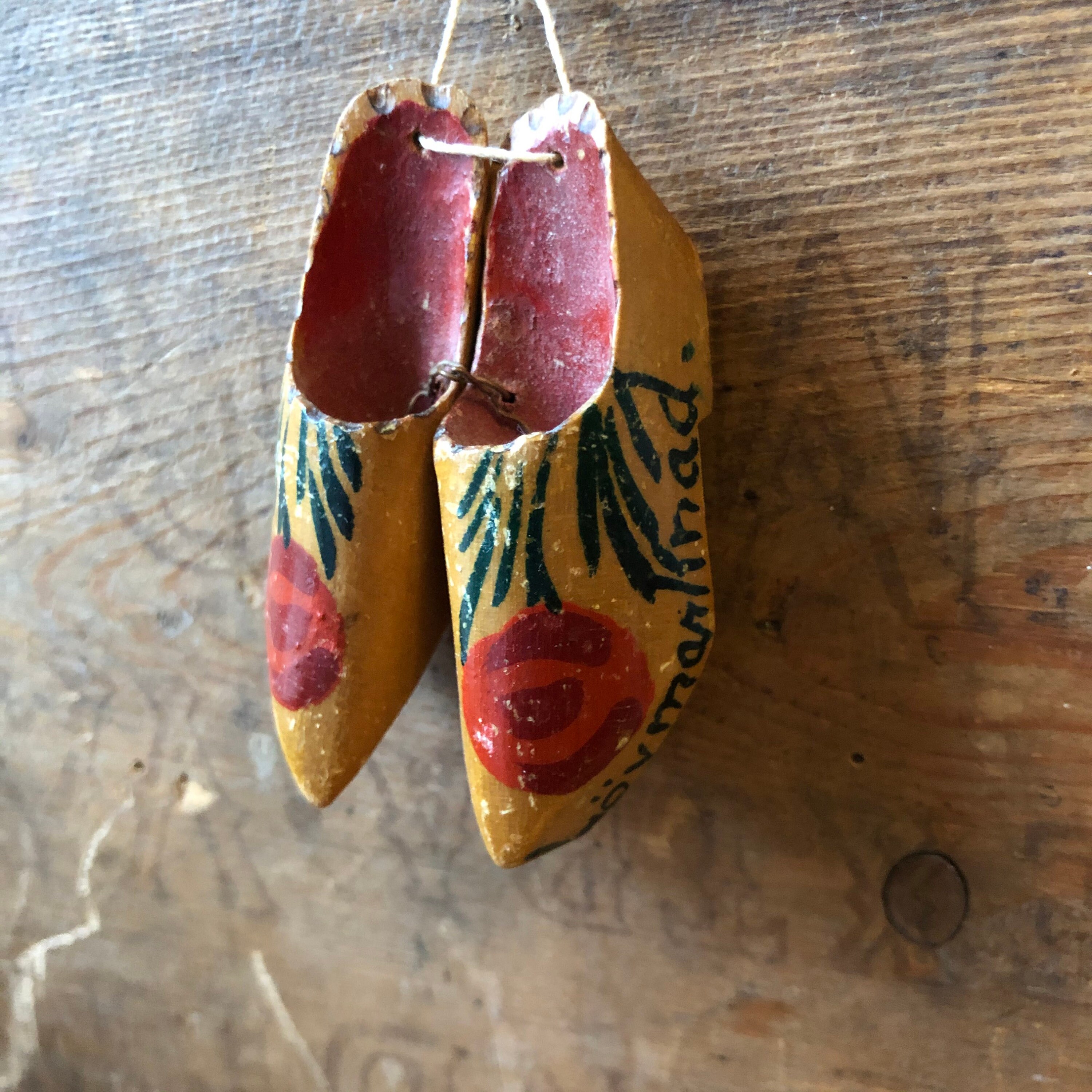 Swedish wooden midcentury modern miniature clogs shoes Hand carved hand ...
