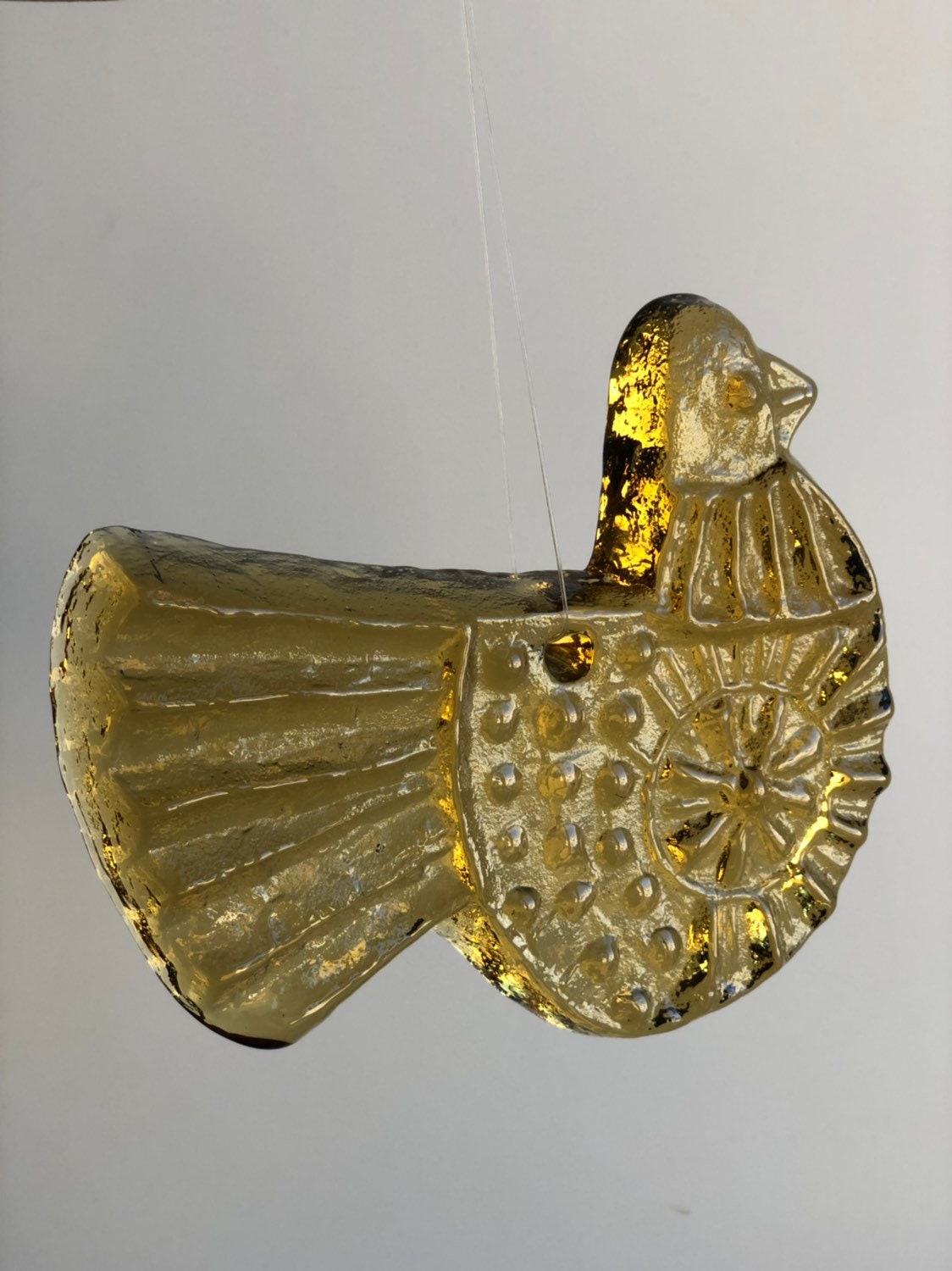 Pukeberg moderist amber bird sun catcher/ suncatcher glass yellow ...