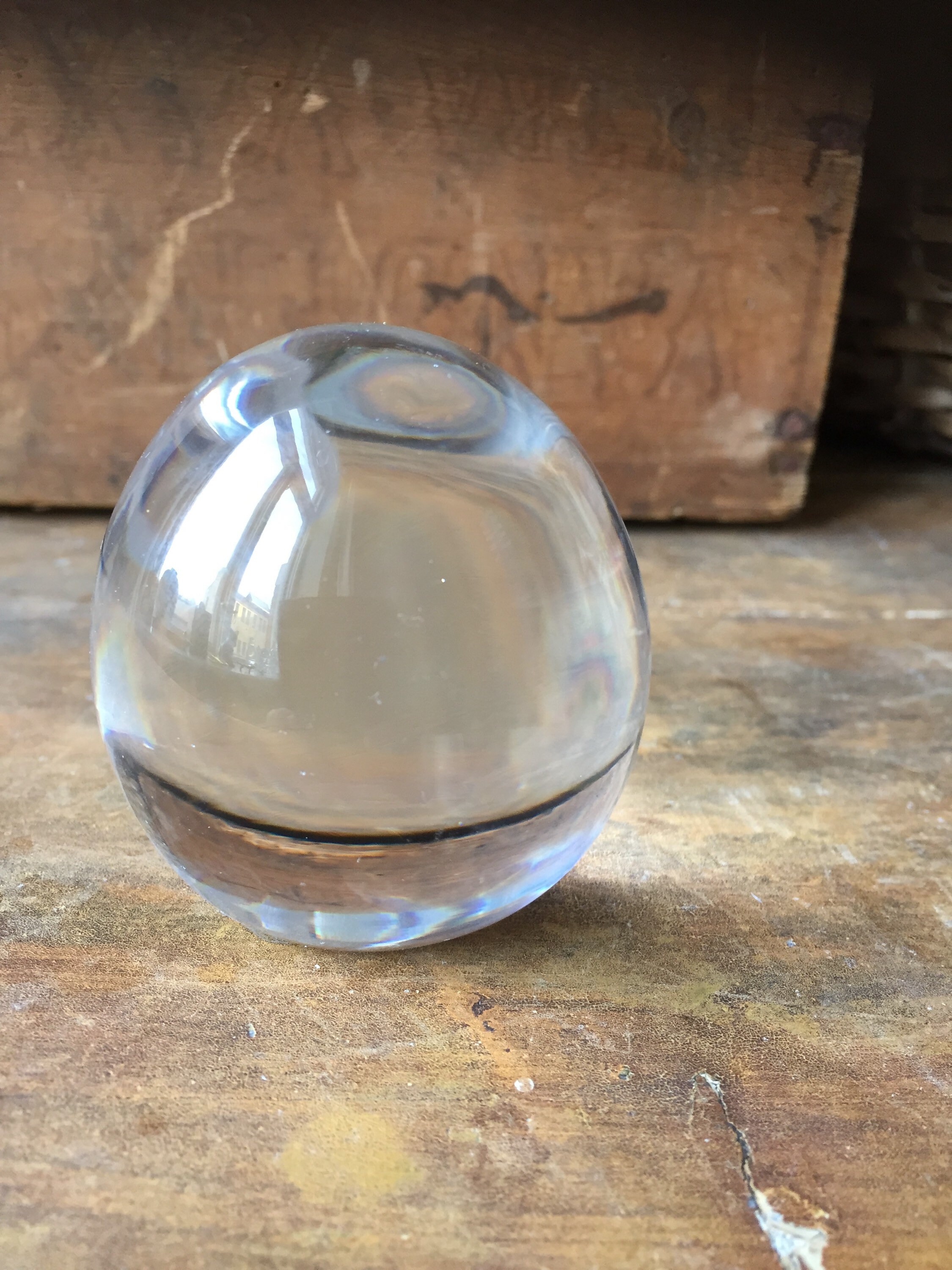 Scandinavian glass paperweight by Royal Krona babushka made in Sweden