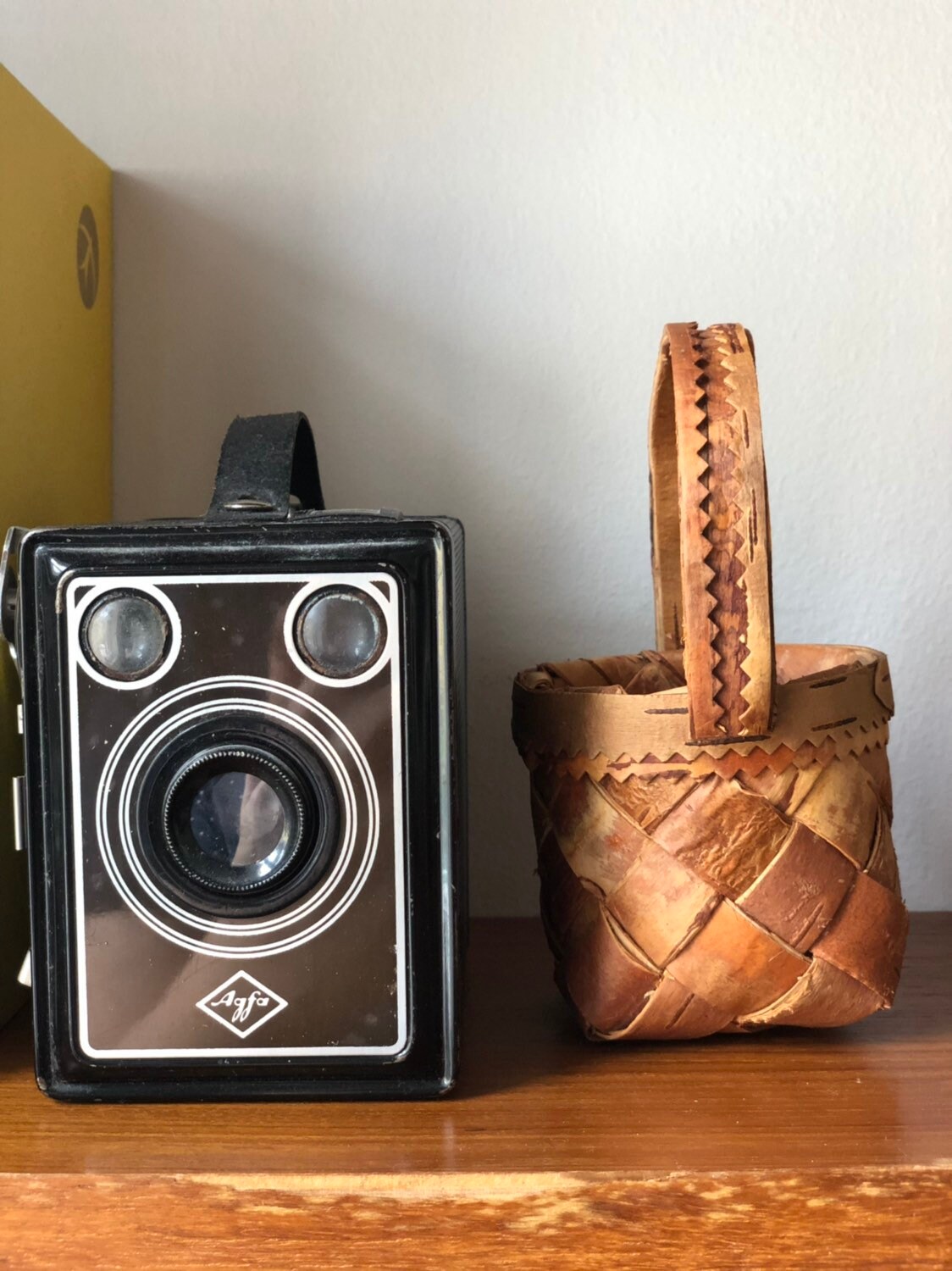 Small Swedish wooden birch bark basket midcentury modern basket storage ...