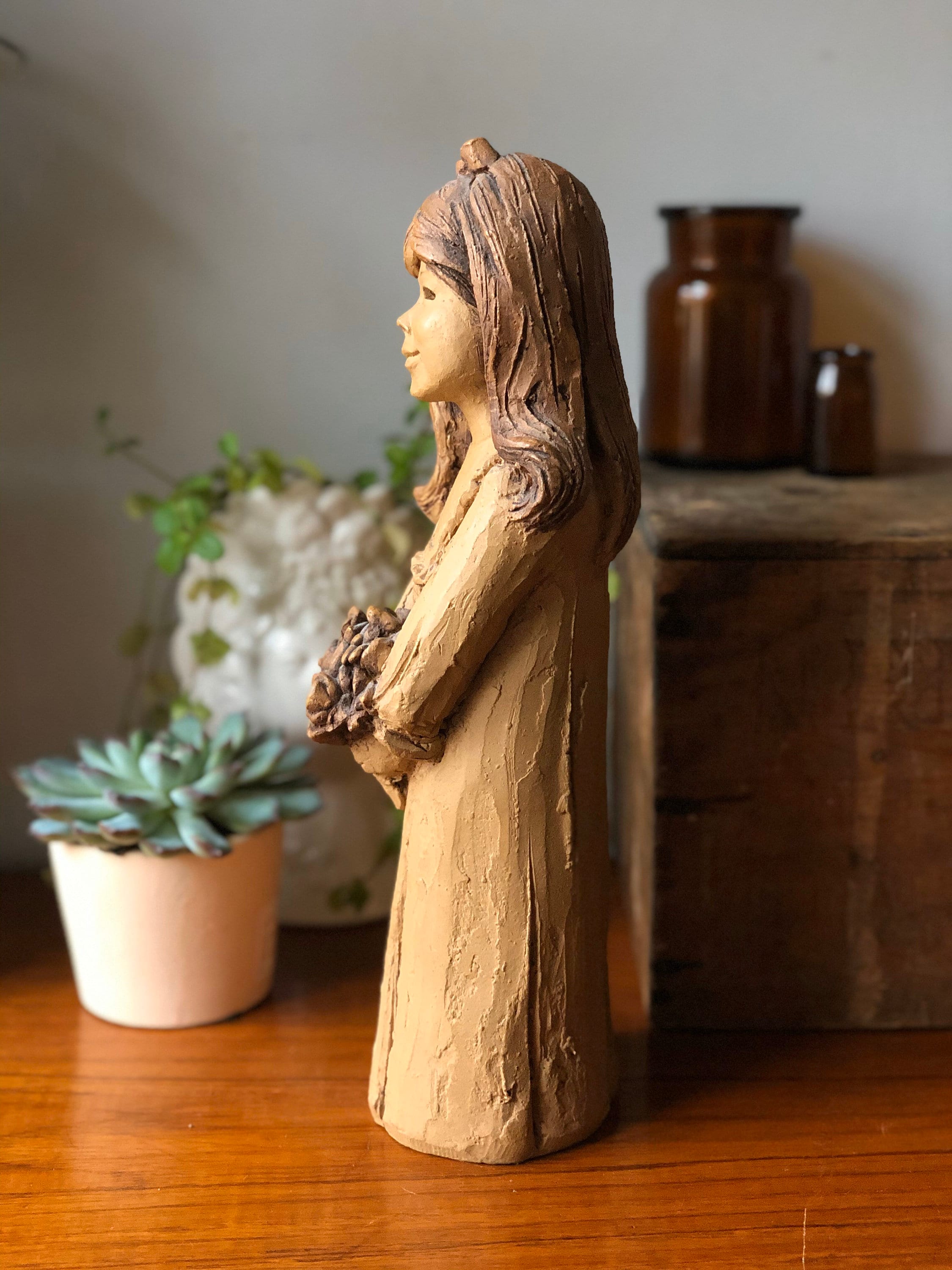 Lee Bortin ceramic girl figurine made in Chicago boy figurine 1970s ...