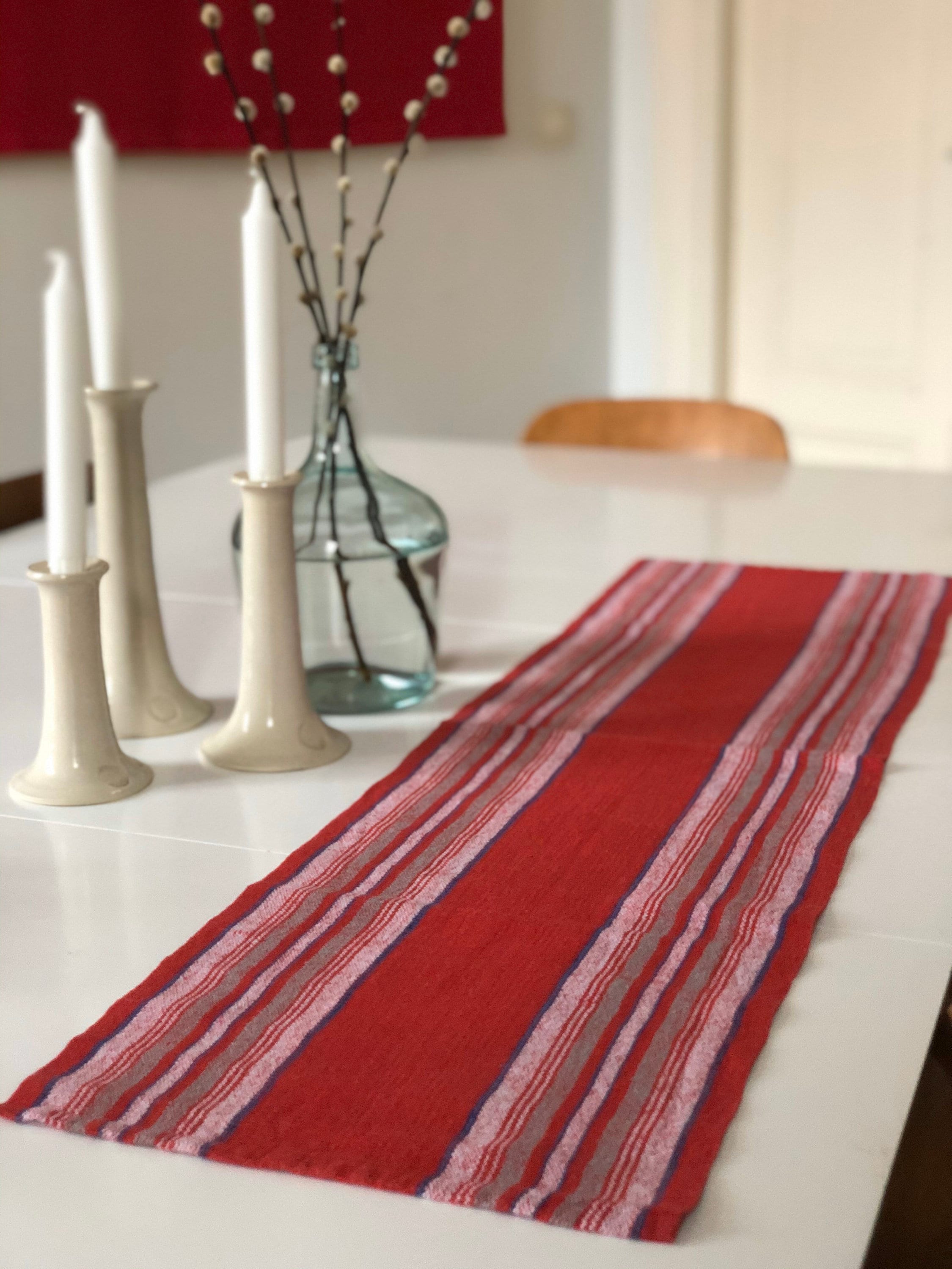 Long Retro Table Runner Swedish folk art linen traditional pattern ...