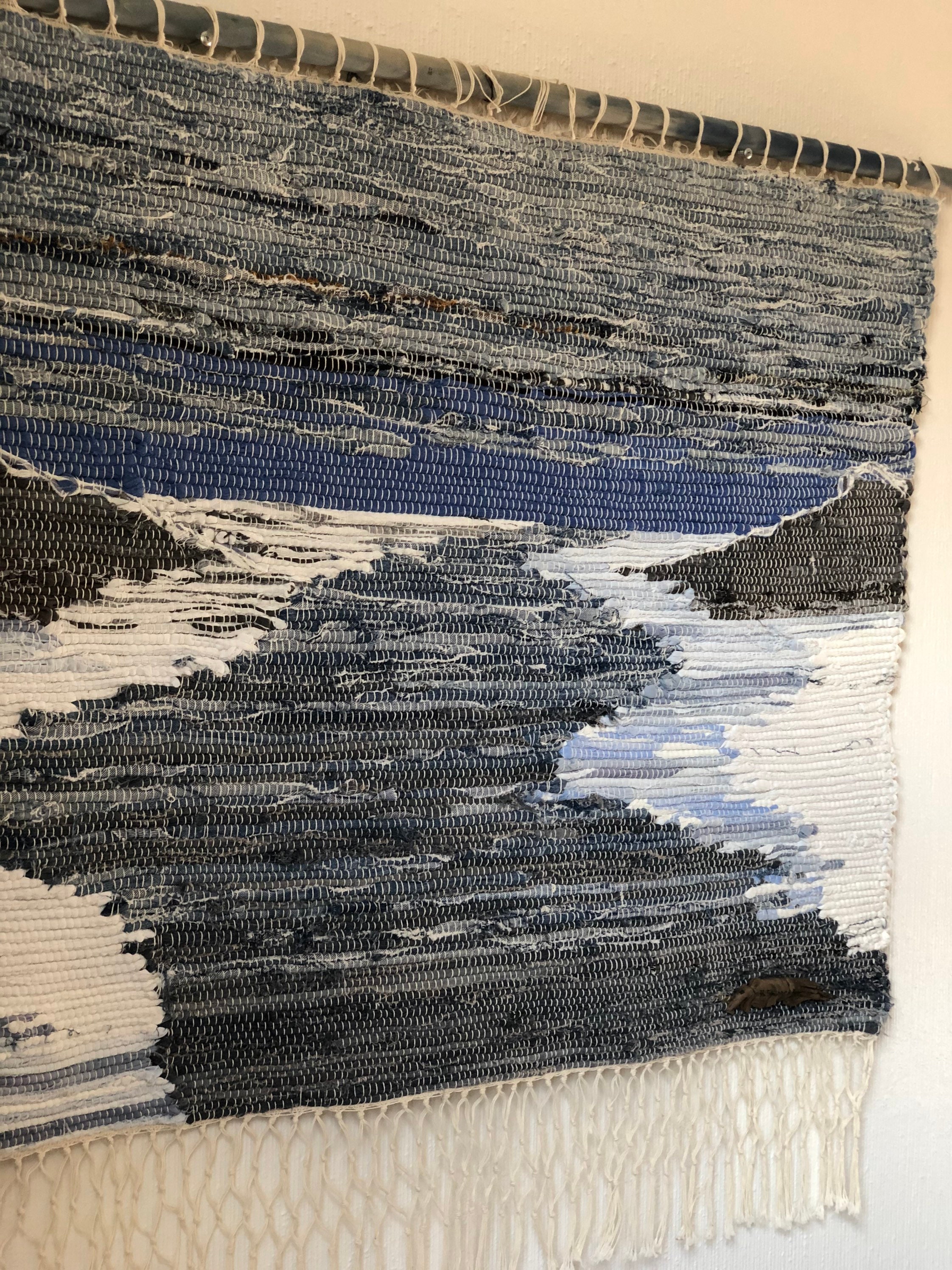Original Scandinavian rag rug woven textil art wall hanging tapestry ...