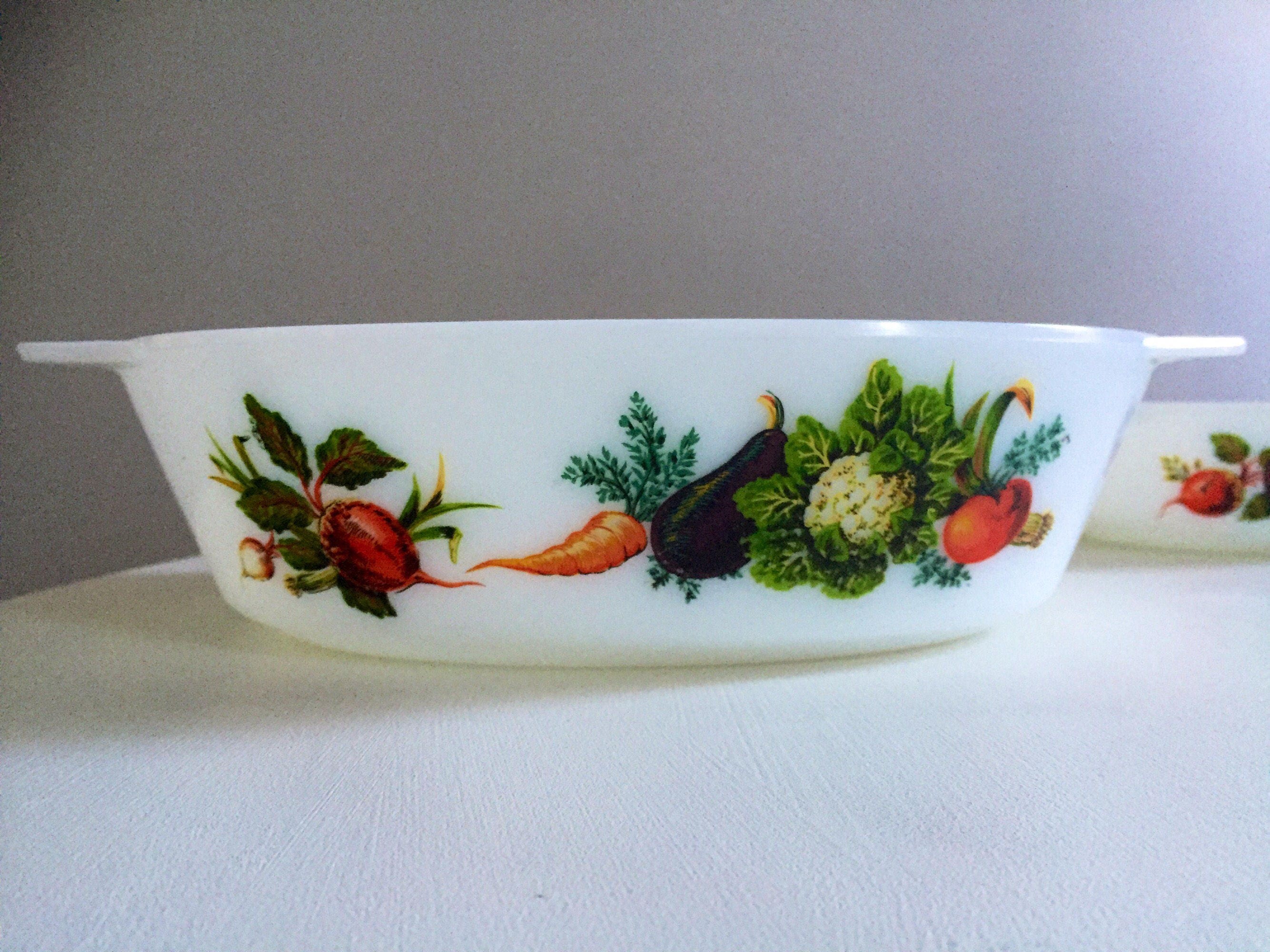 Set of 3/pyrex/serving bowls/tuscany/vegetable/pattern/market garden/1970s