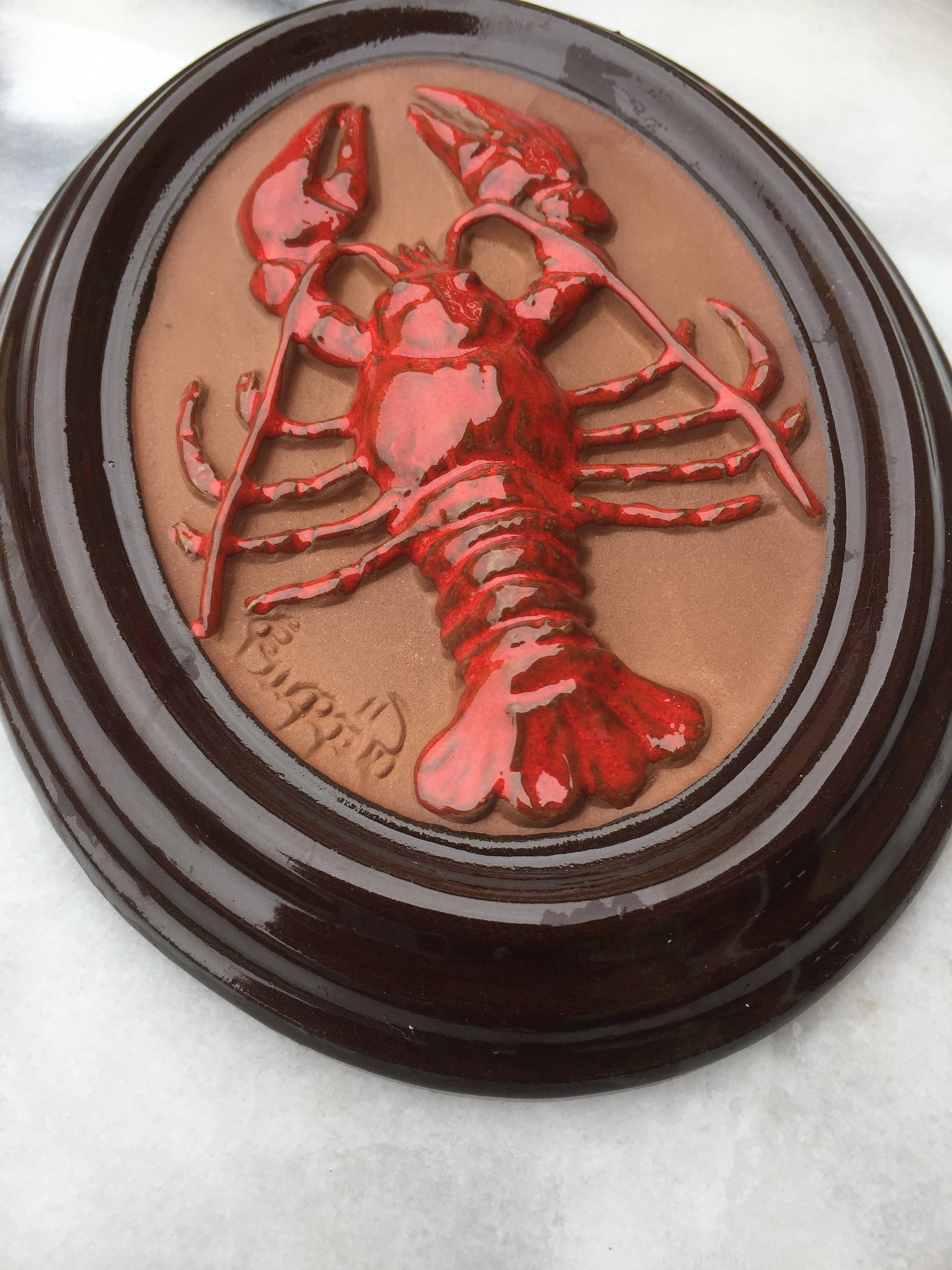 Vintage crayfish tile Swedish ceramics Gabriel plaque outdoor living ...
