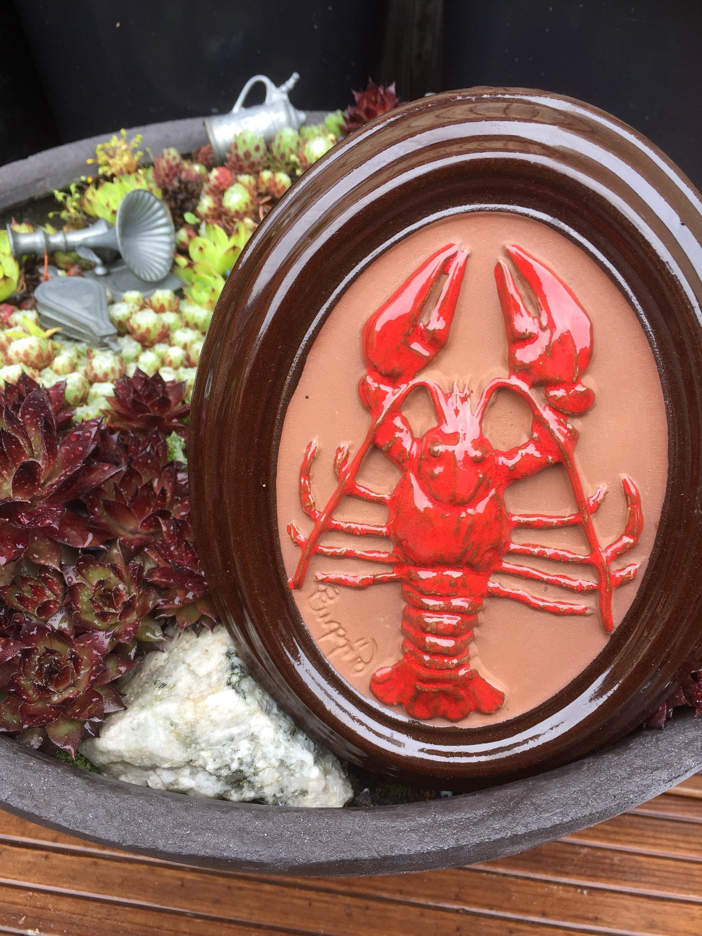 Vintage crayfish tile Swedish ceramics Gabriel plaque outdoor living ...