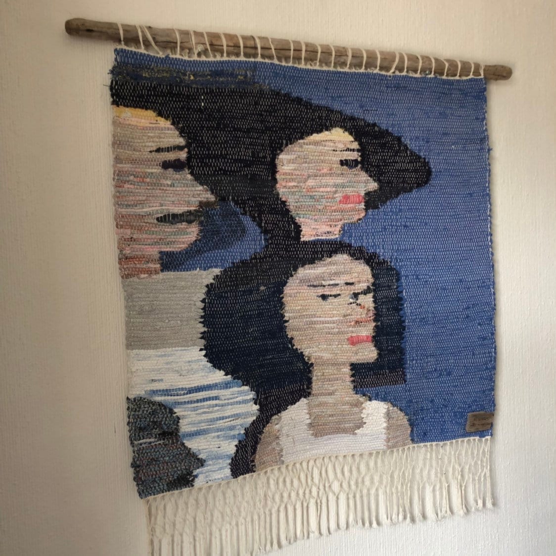 Original Scandinavian rag rug woven textil art wall hanging tapestry ...