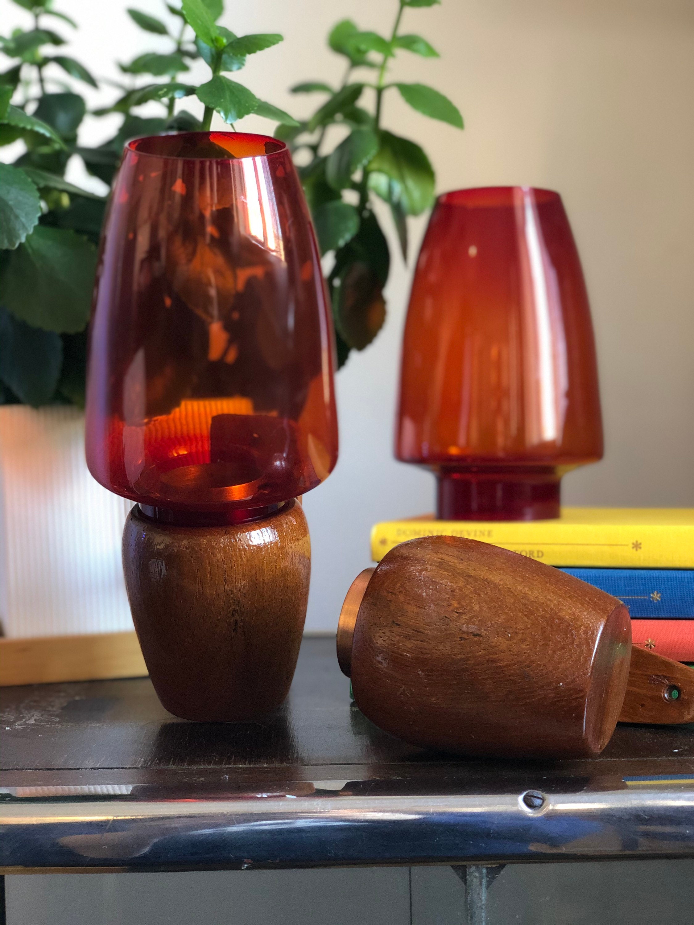 Mid century modern teak glass Wall sconces designer by Karl Holberg ...