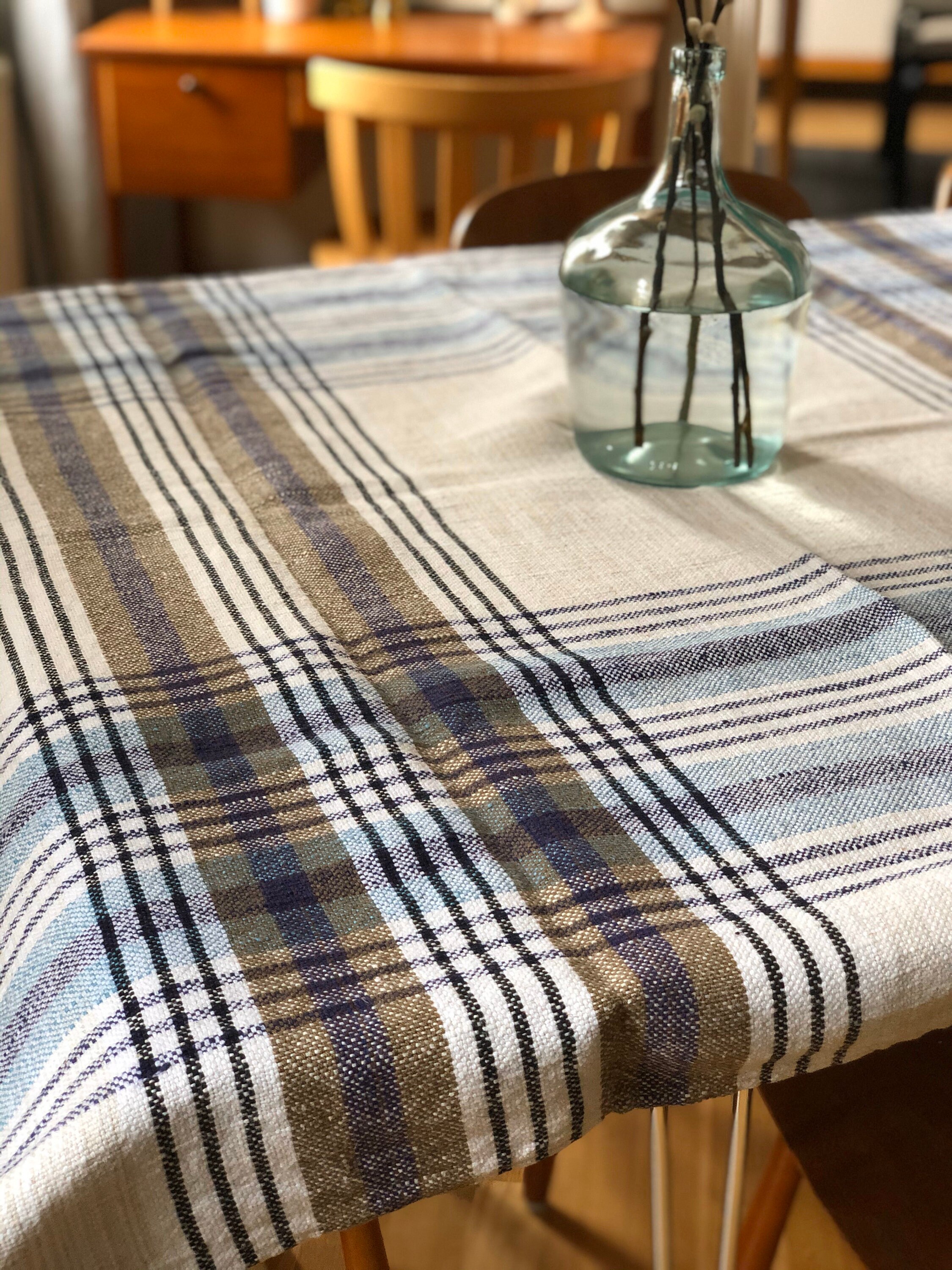 Tablecloth Vintage Scandinavian scandiboho linen cotton handwoven ...