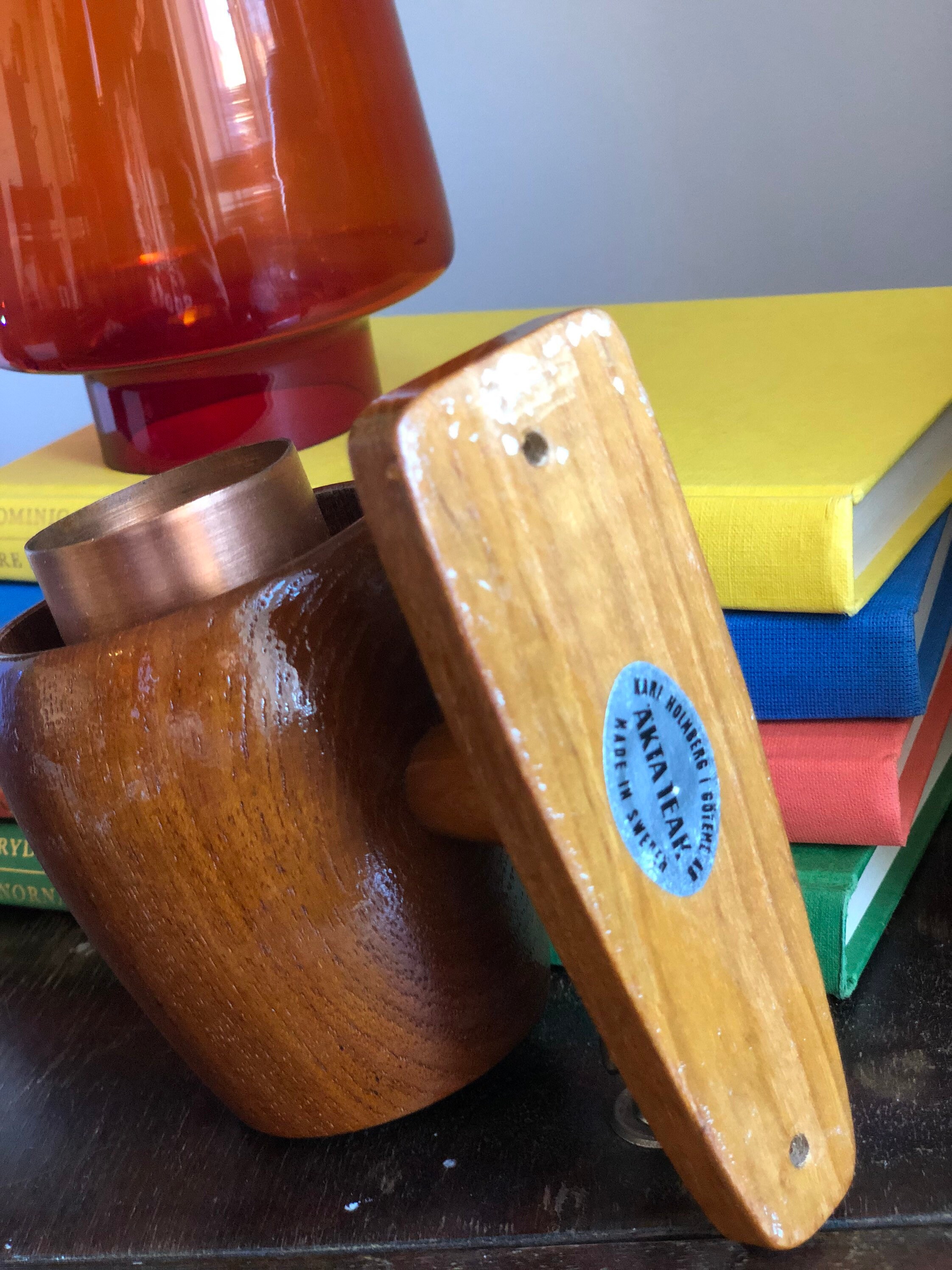 Mid century modern teak glass Wall sconces designer by Karl Holberg ...