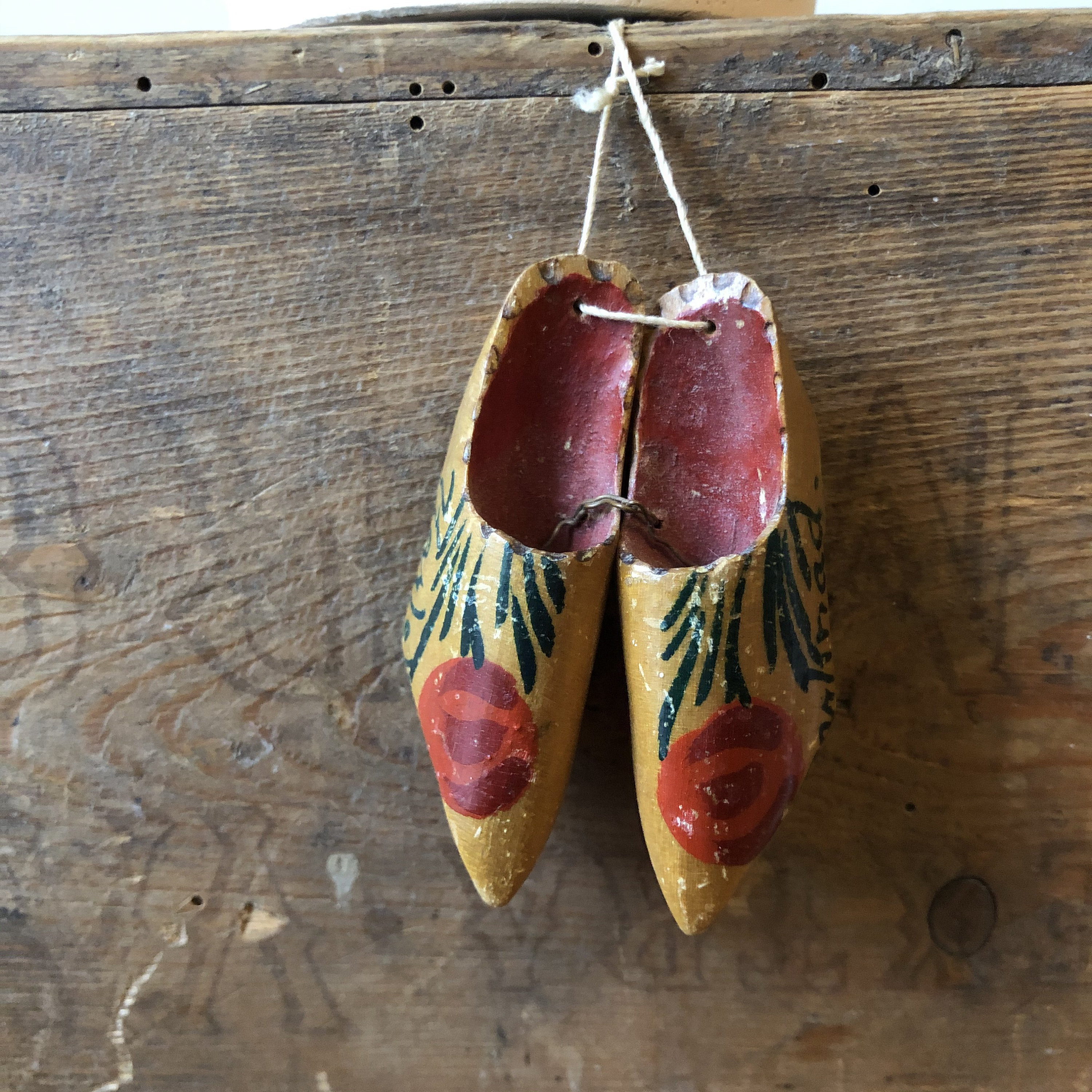 Swedish wooden midcentury modern miniature clogs shoes Hand carved hand ...