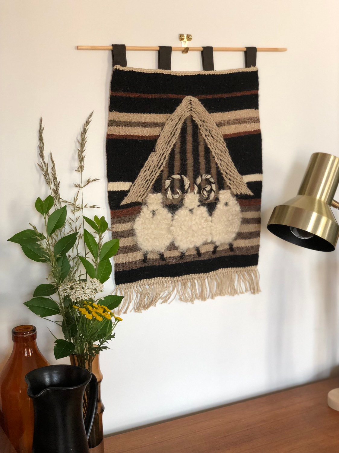 Swedish wool sheep wall hanging made with Swedish wool Scandinavian art ...