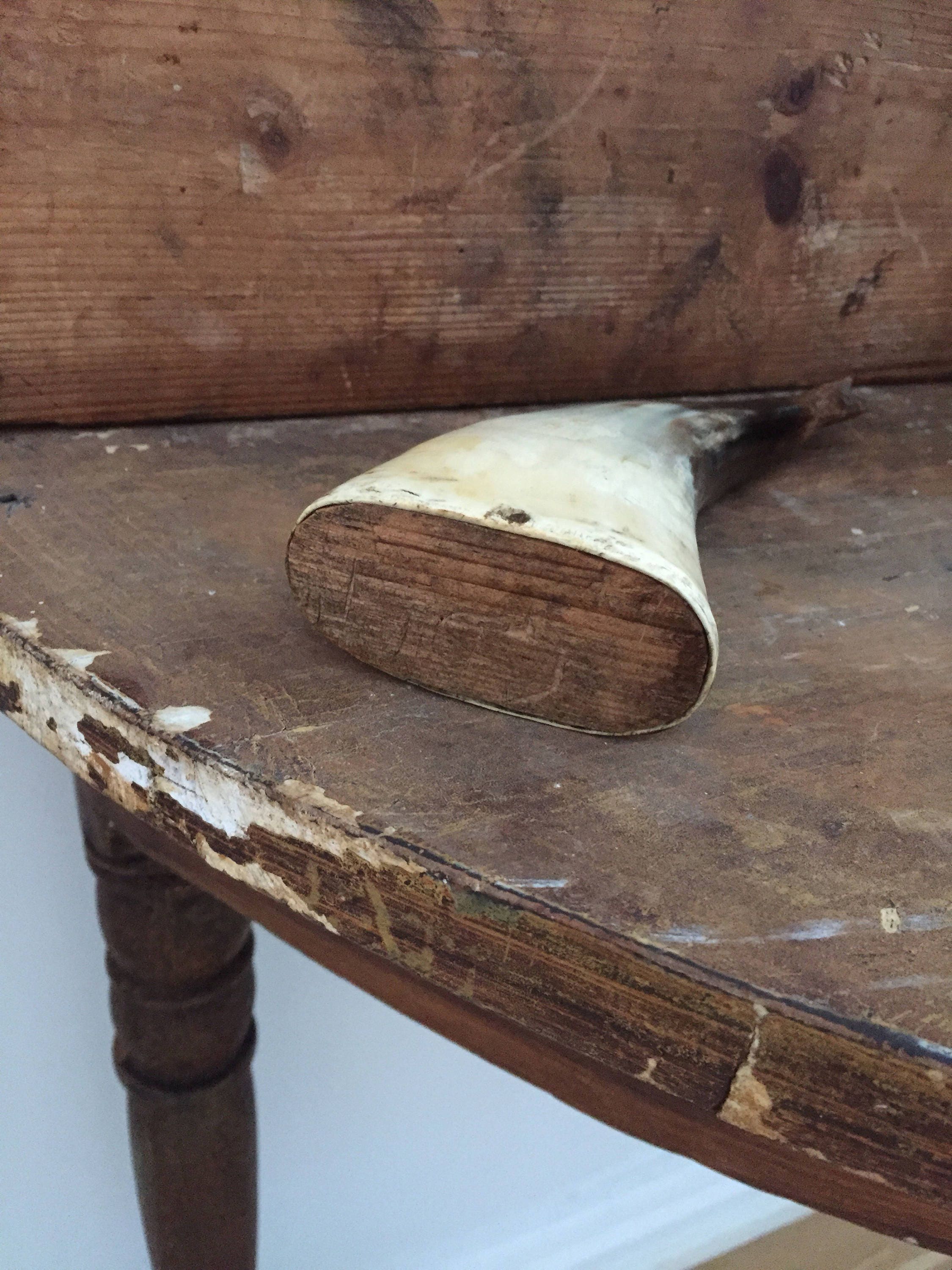 Antique Swedish gunpowder horn powderhorn nordic hand-carved antler ...