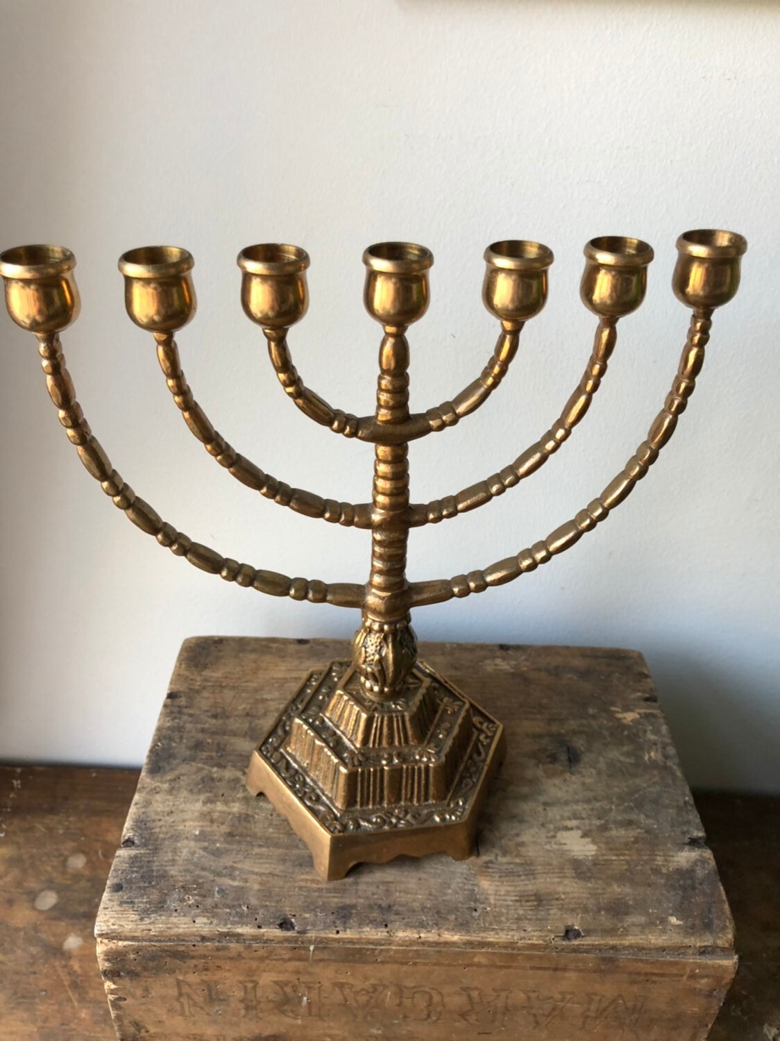 Heavy bronze menorah vintage pedestal stunning Chanukah bronze malm ...