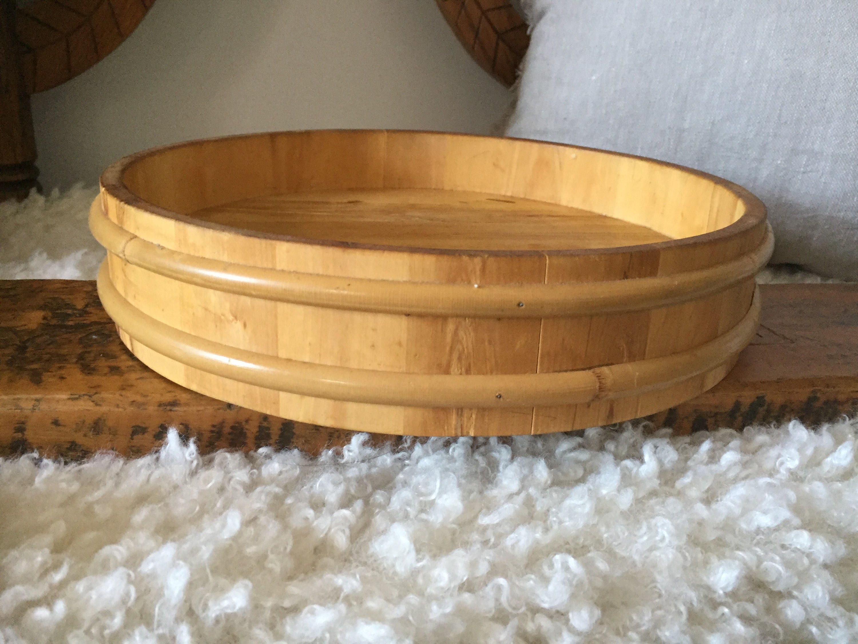 Vintage/wooden/Finnish/Sauna/tray/handcrafted/serving tray/