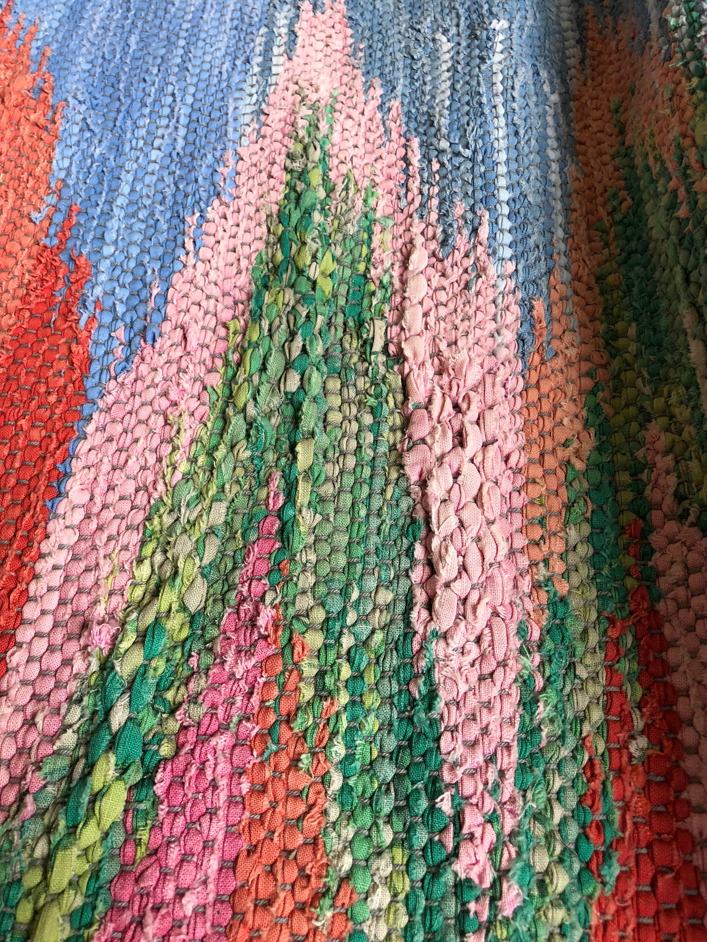 Original ombre Scandinavian rag rug woven textil art wall hanging ...