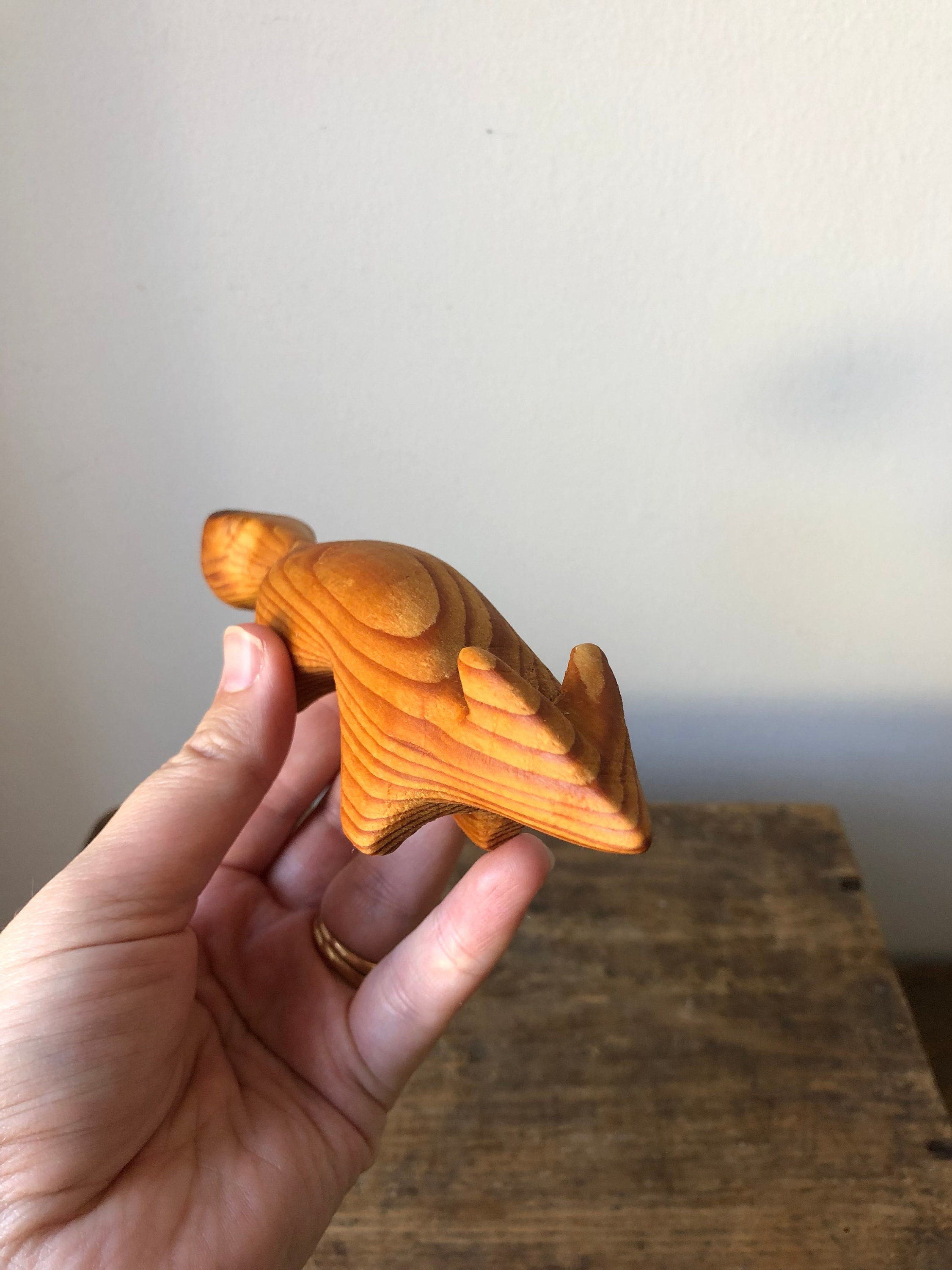 Midcentury modern hand carved wooden fox Scandinavian Swedish handicrafts