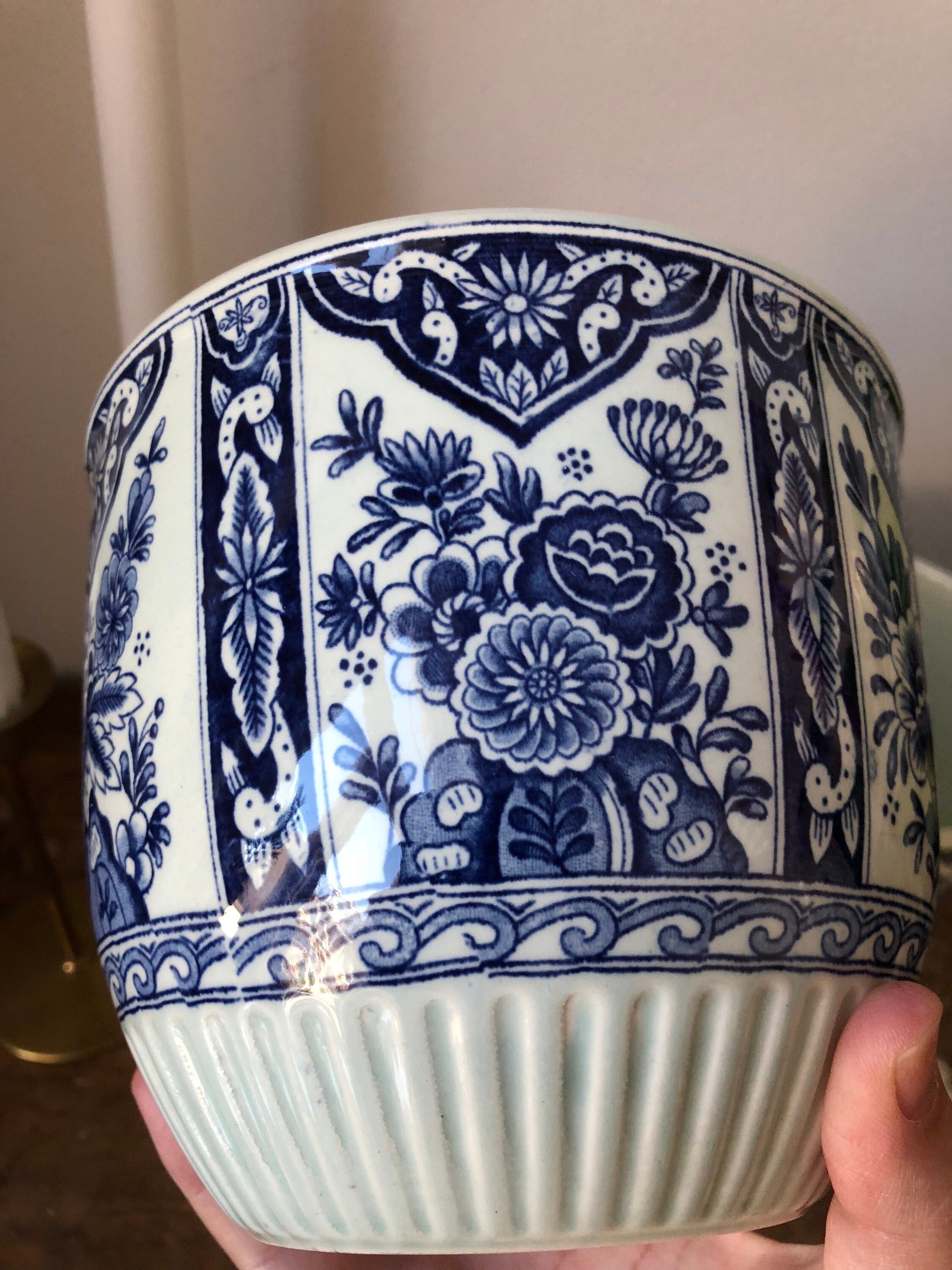 Delft blue Dutch porcelain planters Delft Bluw Petrus Regout & CO ...