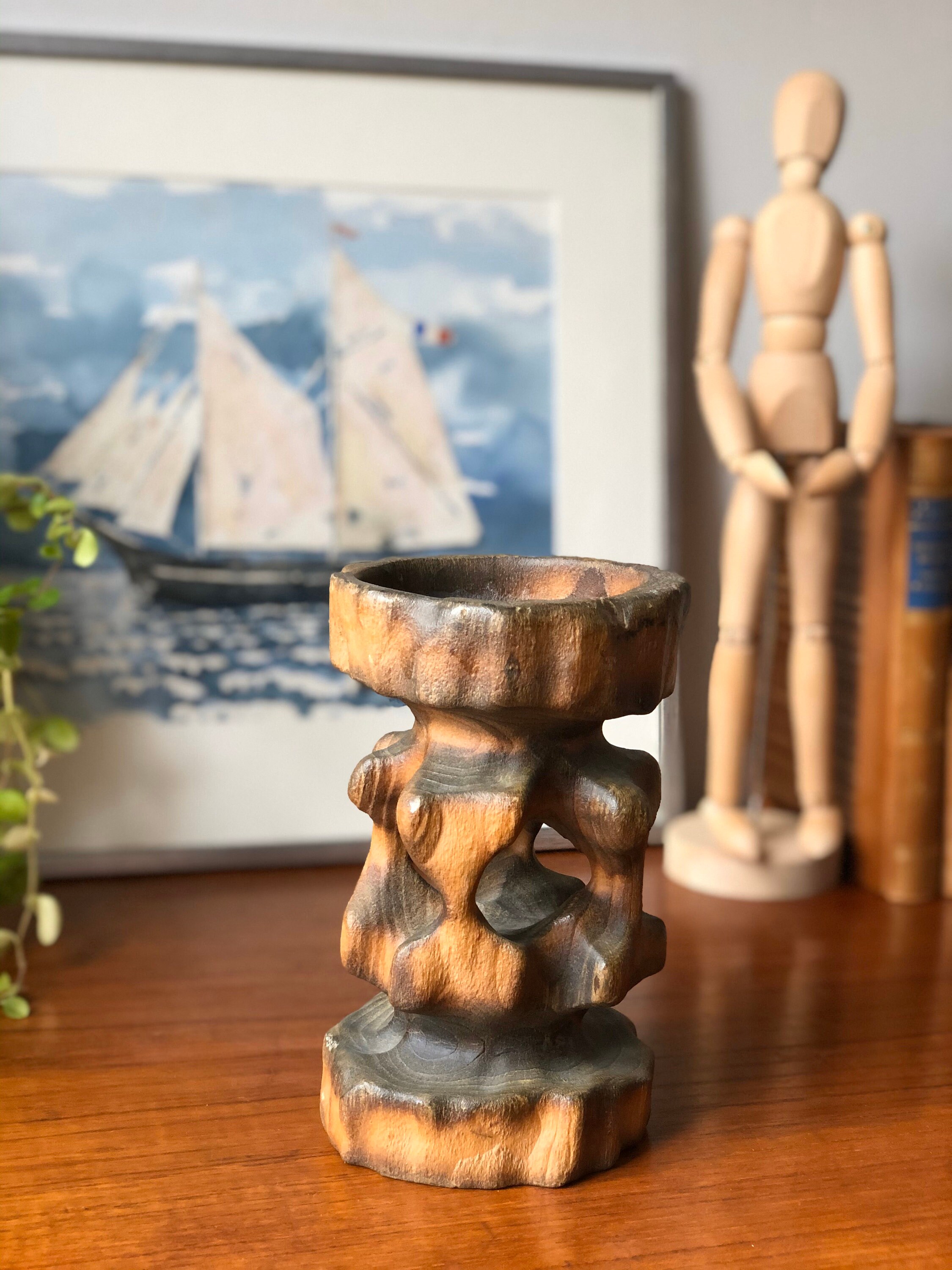 Finnish wooden candlestick by Erkki Hovi Finn atelier Scandinavian ...