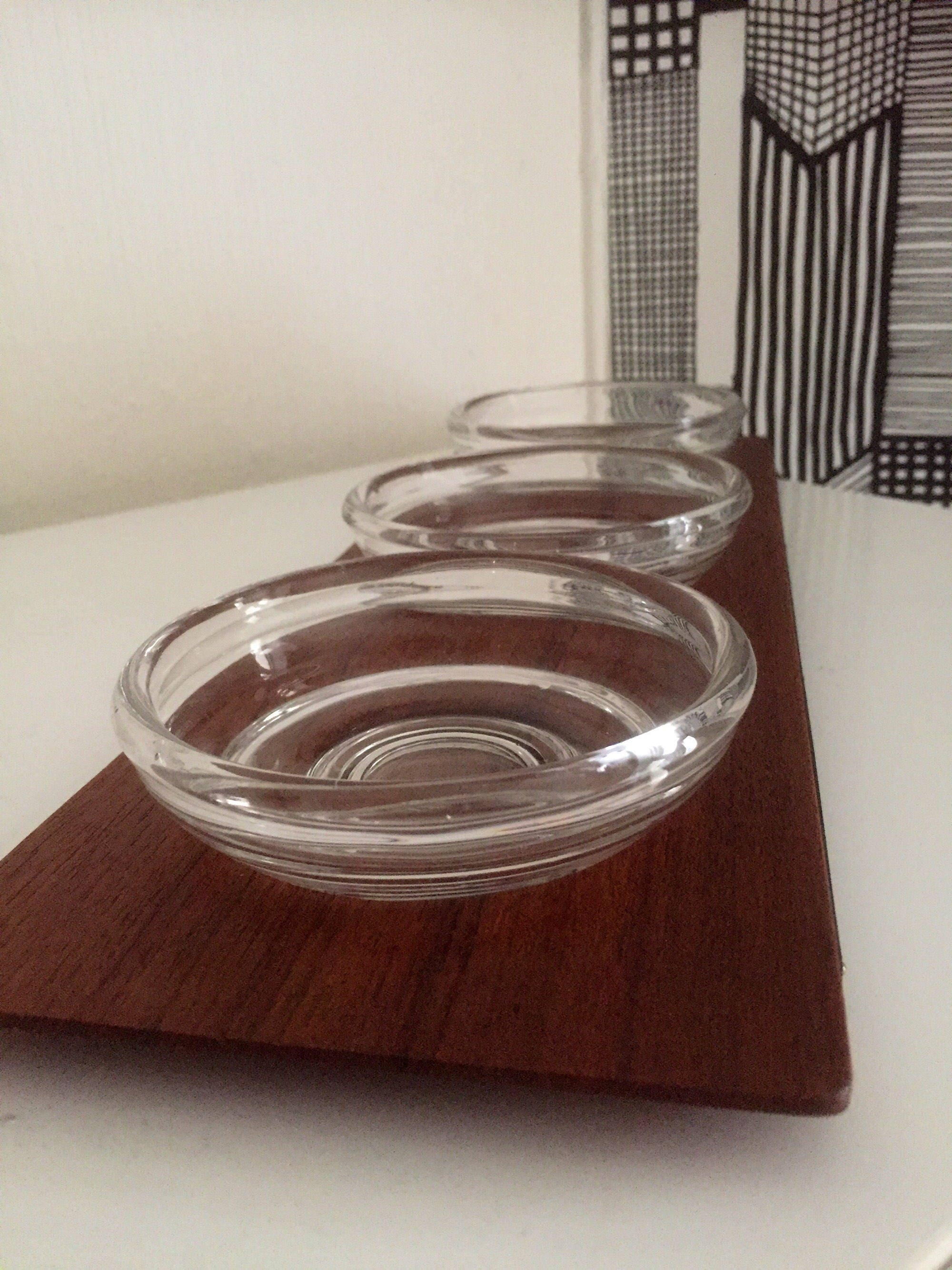 Danish/Midcentury Modern/Glass Condiments/Serving Set/Teak / silver ...