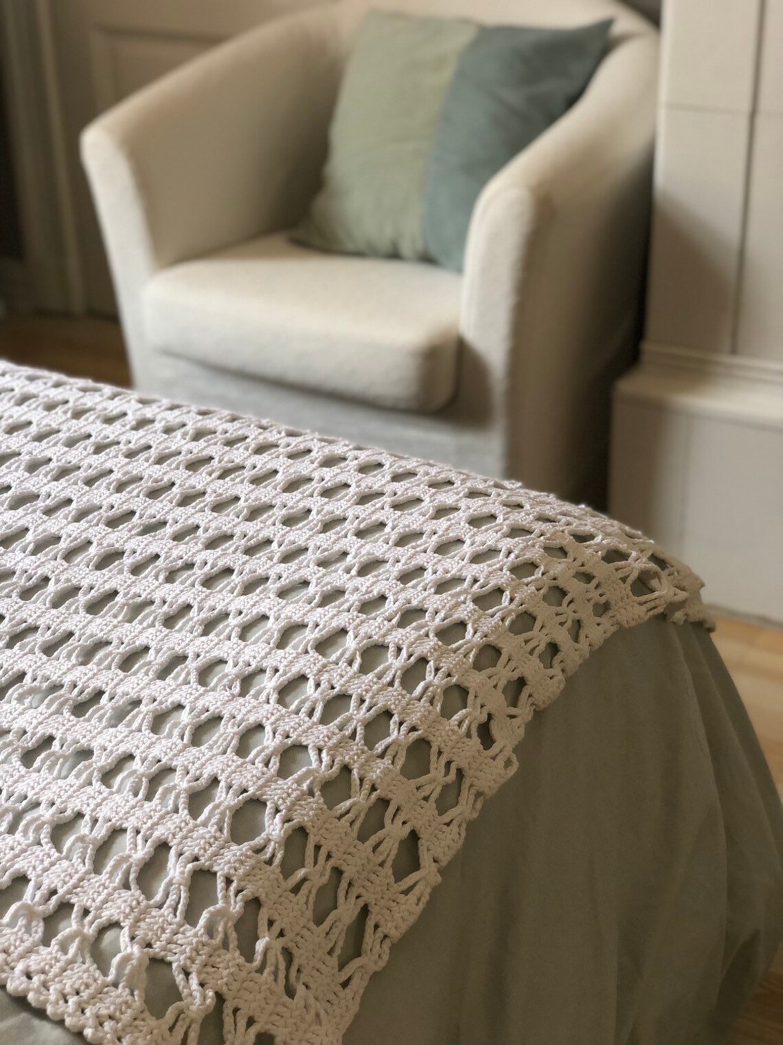 Vintage Hand Crocheted Blaket Overcast /scandinavian - Etsy