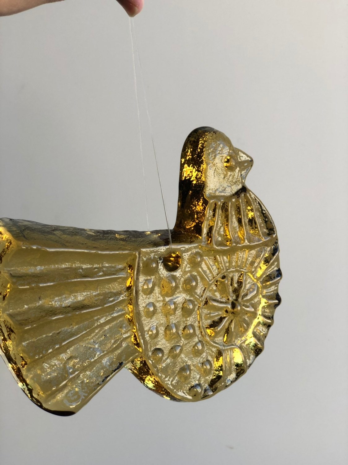 Pukeberg moderist amber bird sun catcher/ suncatcher glass yellow ...