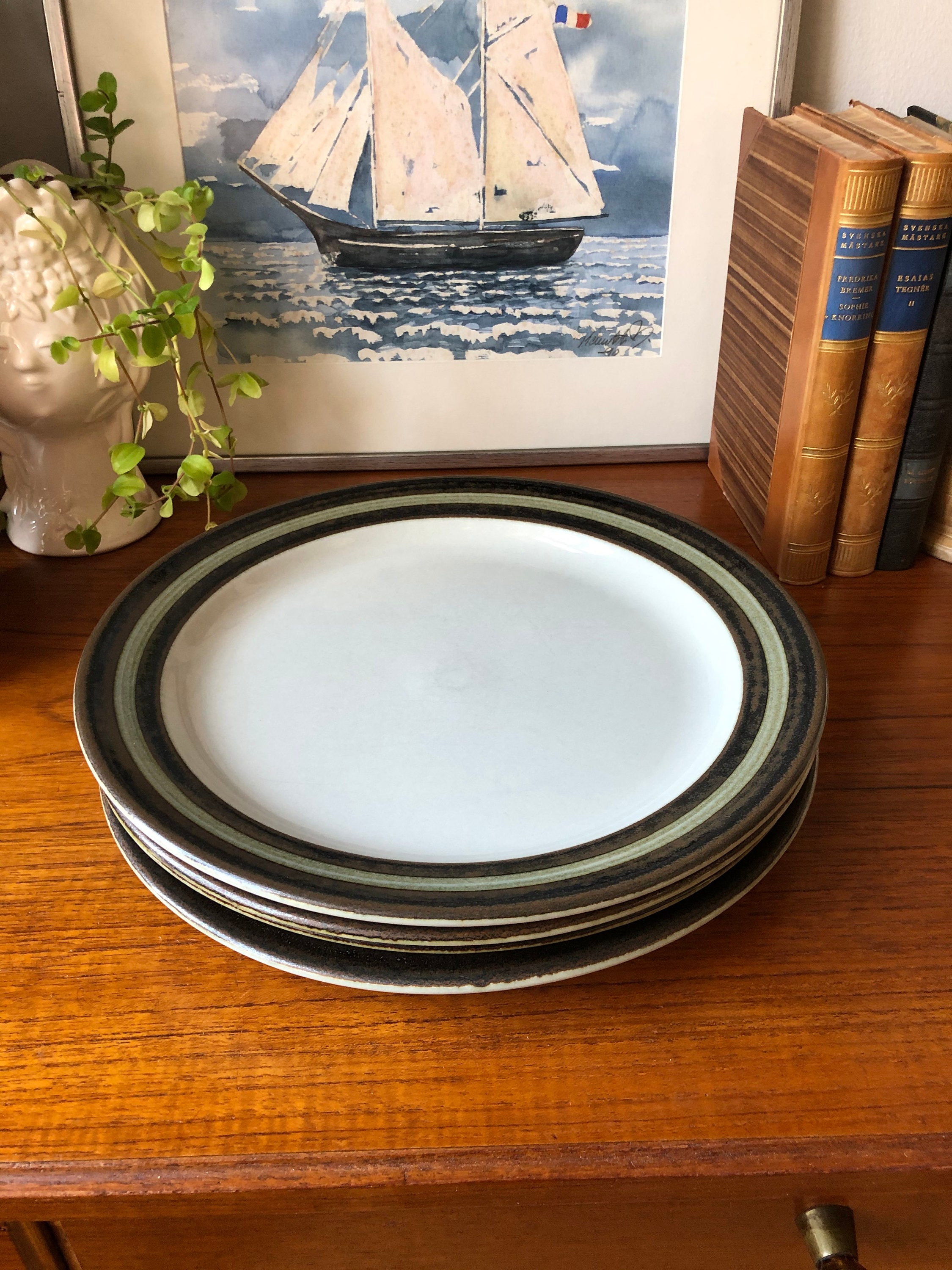 Arabia Karelia Finland Large dinner Plates Uosikkinen Hand Painted ...