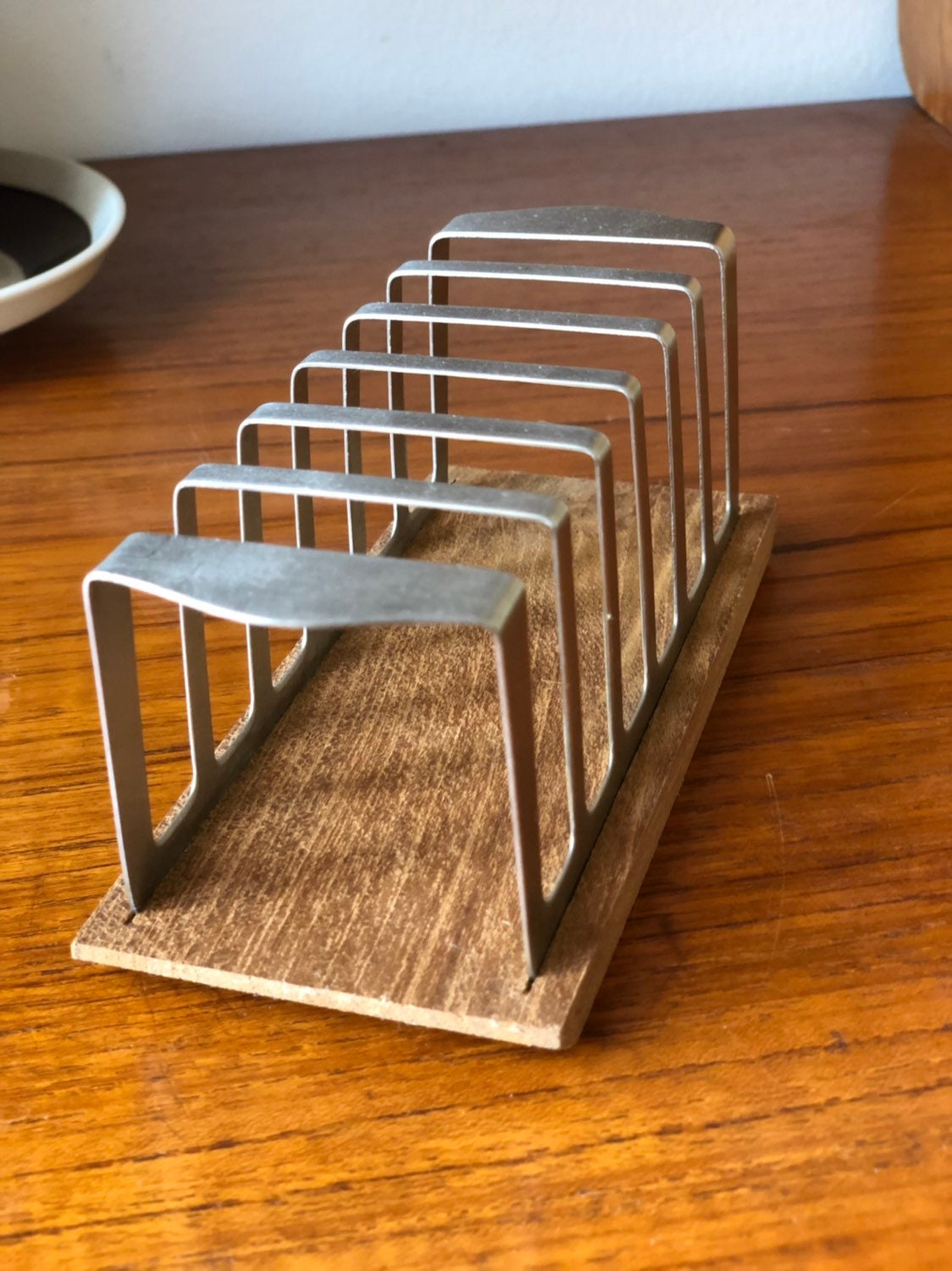 Swedish teak toast tray stainless steel toast holder