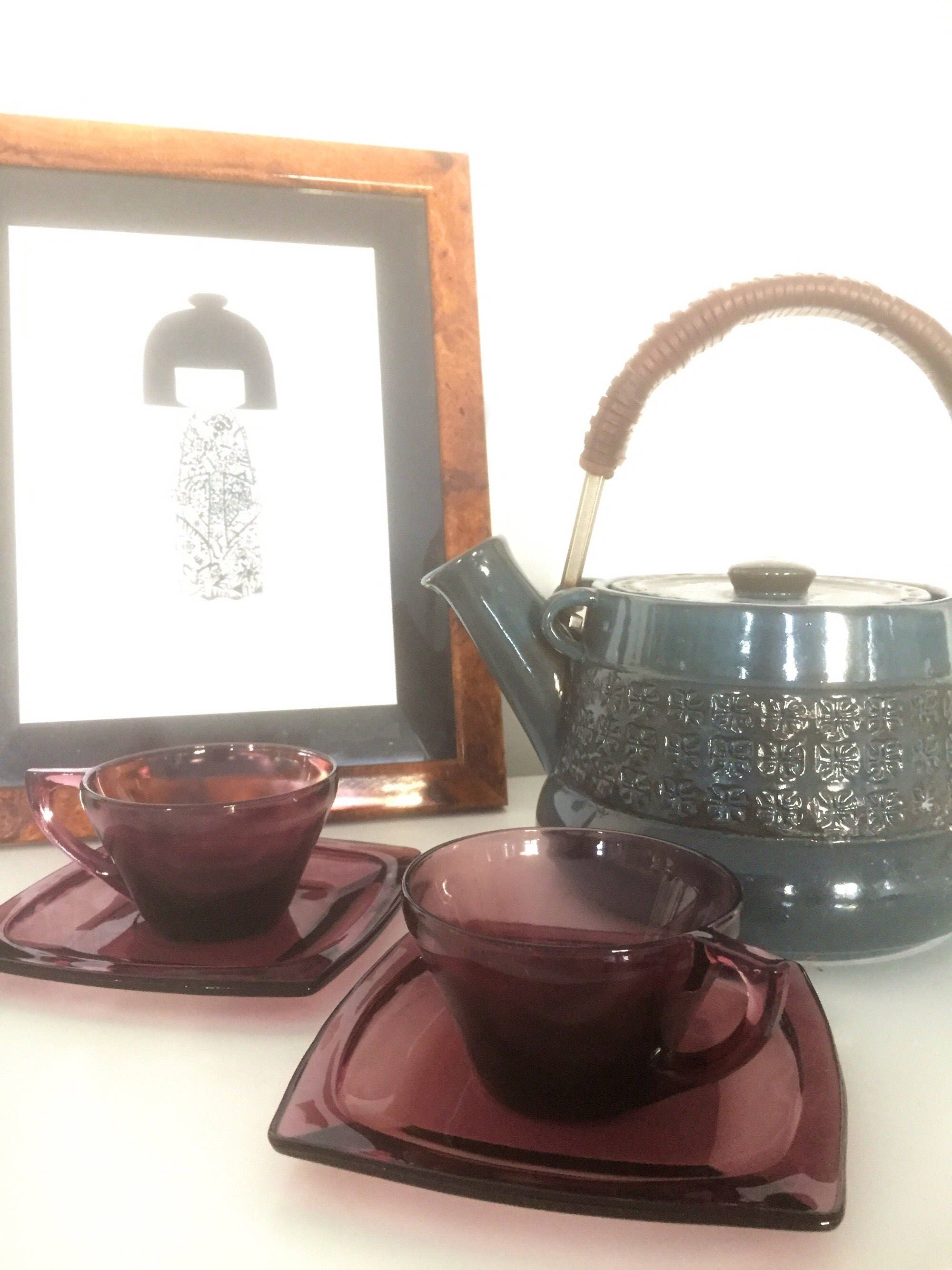 Vintage Vereco France cups and saucers in violet purple /coffee cups ...