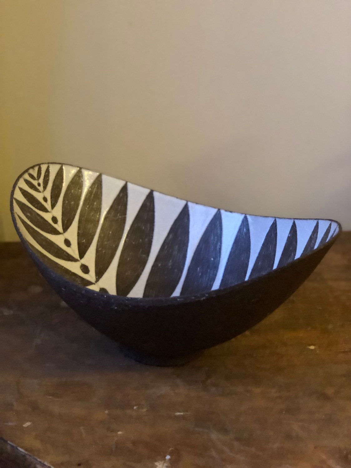 Thomas Toft bowl modernist studio pottery Denmark brown and white mid ...