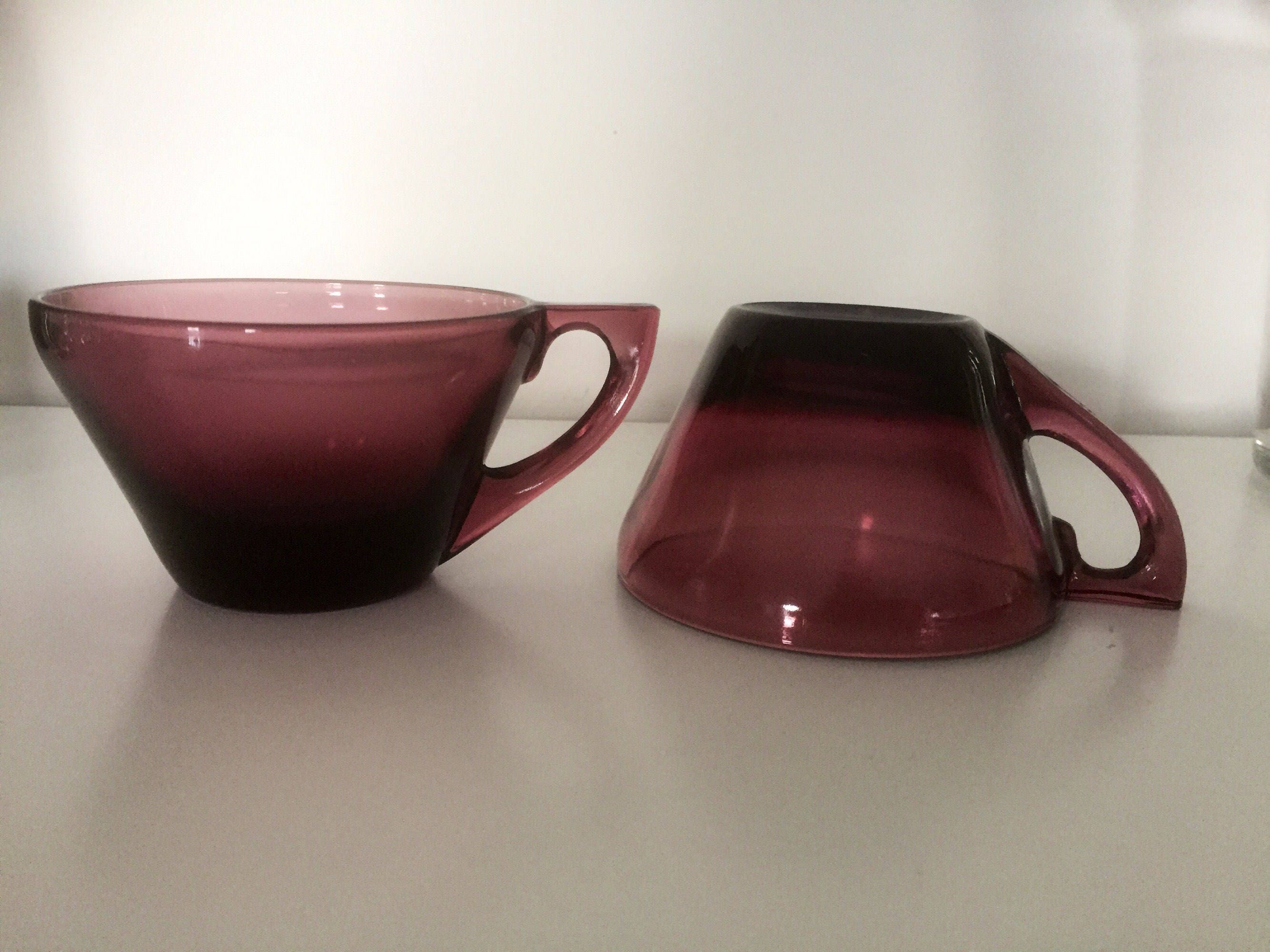 Vintage Vereco France cups and saucers in violet purple /coffee cups ...