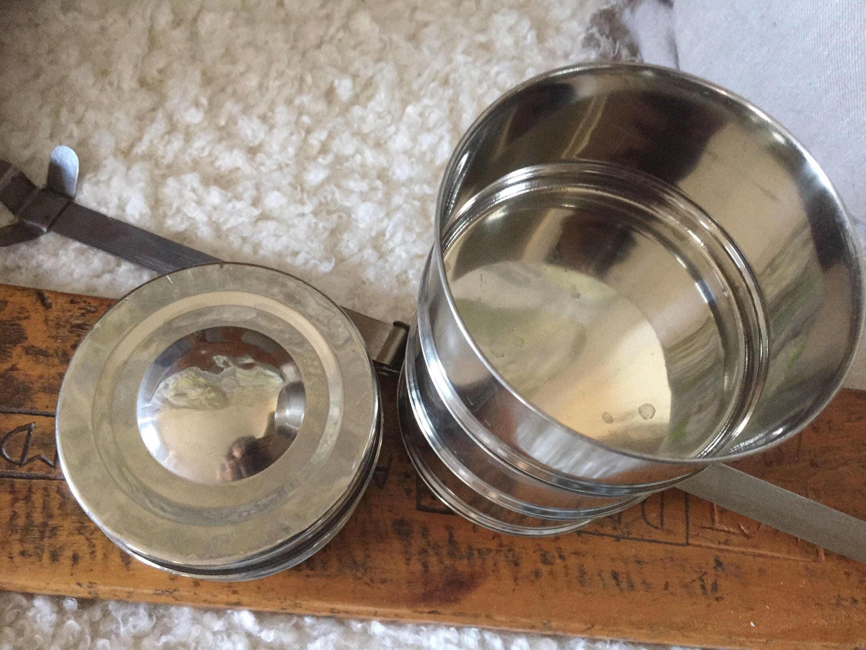 Vintage/stackable/stainless steel/ Lunch pail set/Hungarian/midcentury ...