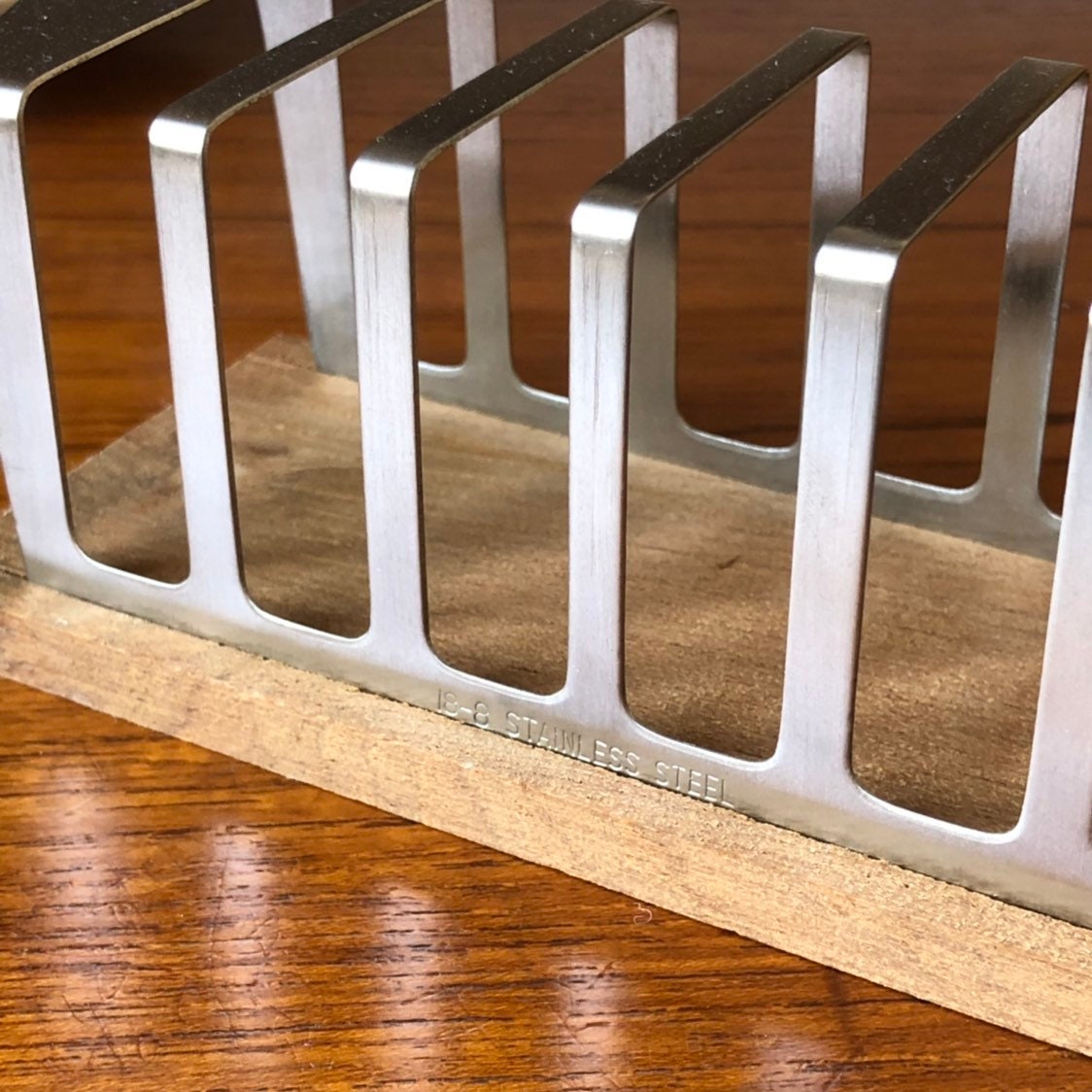 Swedish teak toast tray stainless steel toast holder