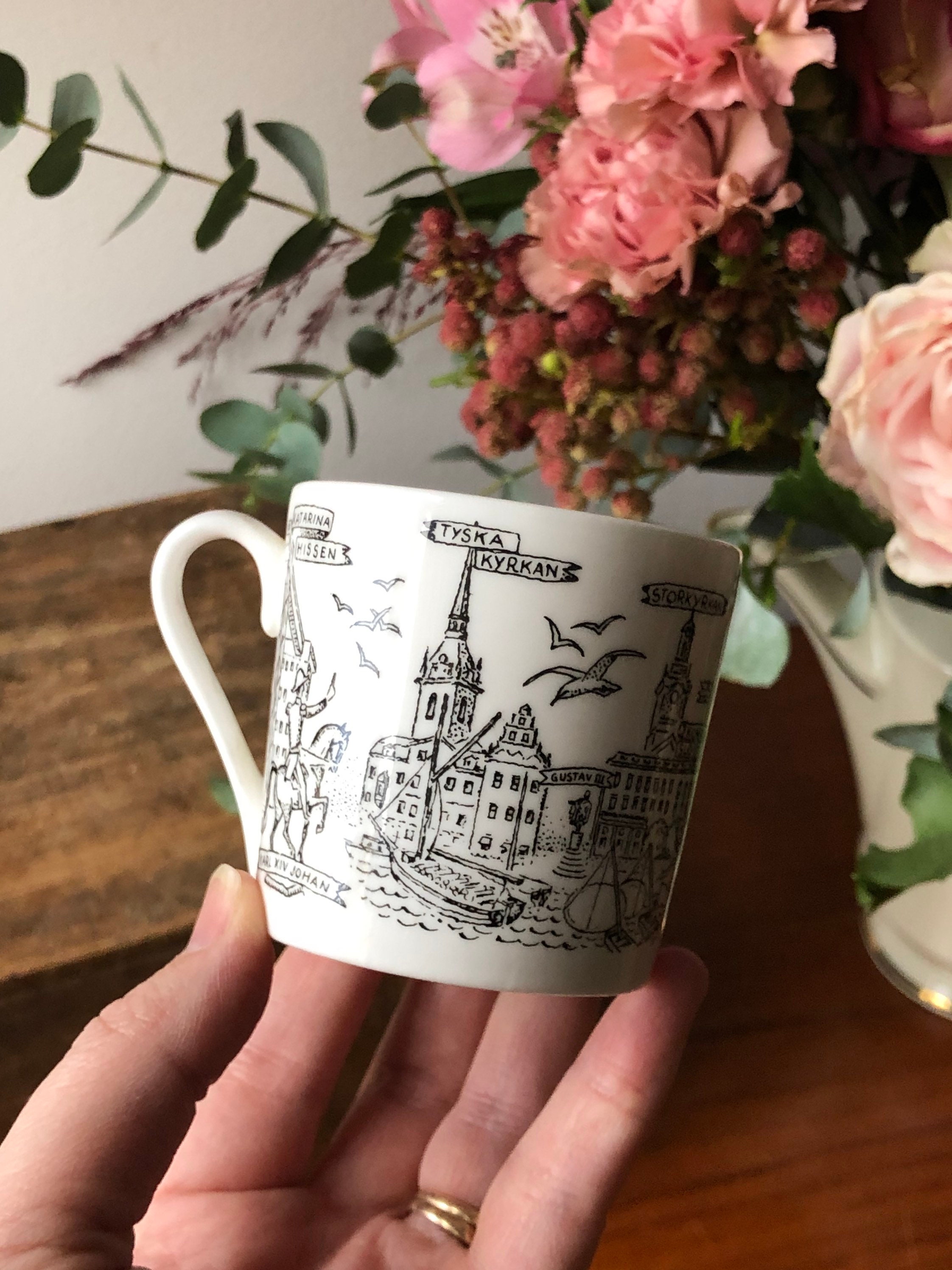 Gustavsberg cup and saucer Stockholm cityscape of famous buildings in ...