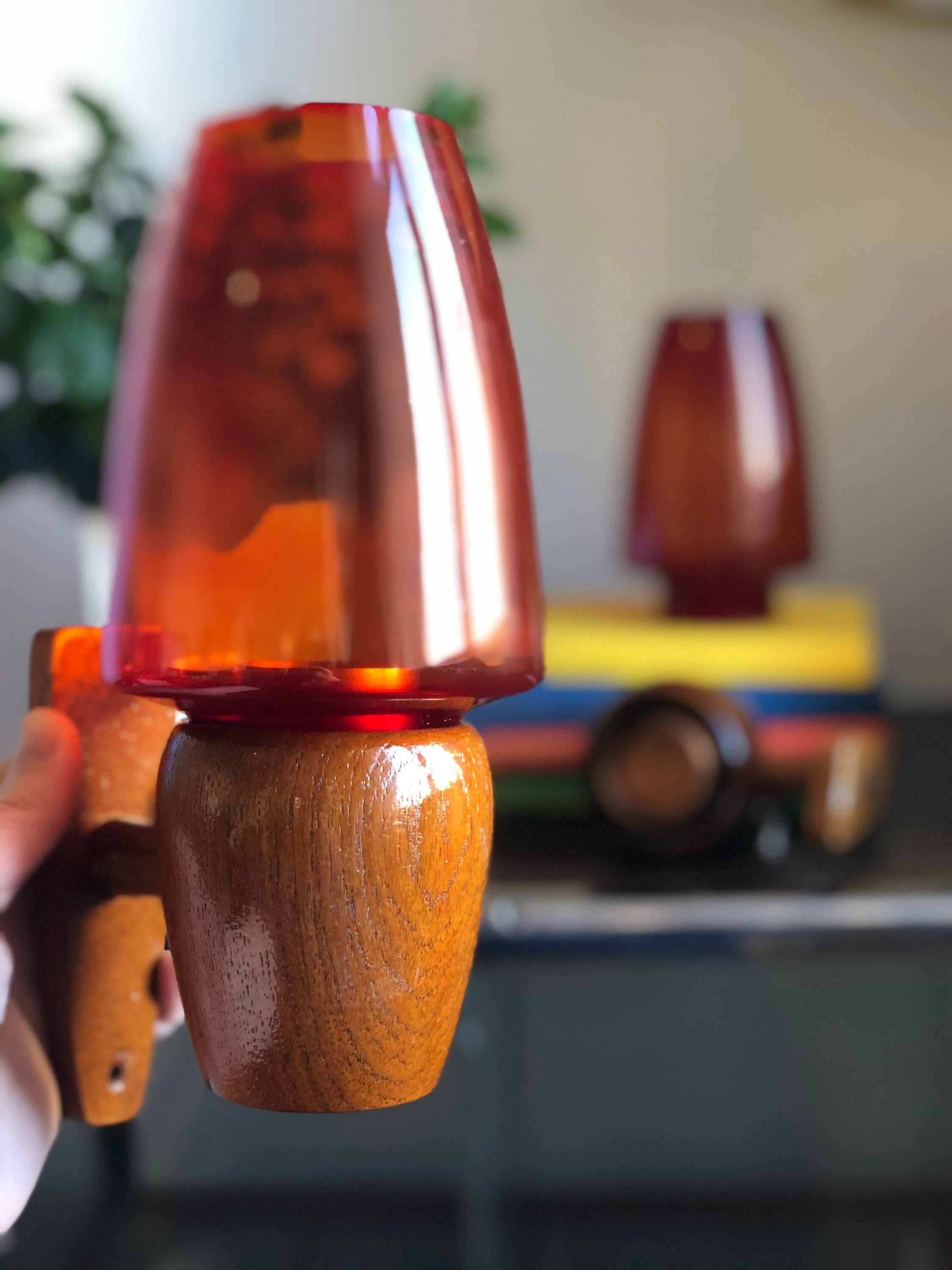 Mid century modern teak glass Wall sconces designer by Karl Holberg ...