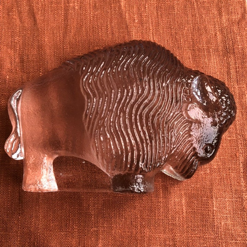 XL Lisa Larson Glass Bison Buffalo Swedish Glass 1970s Flat - Etsy