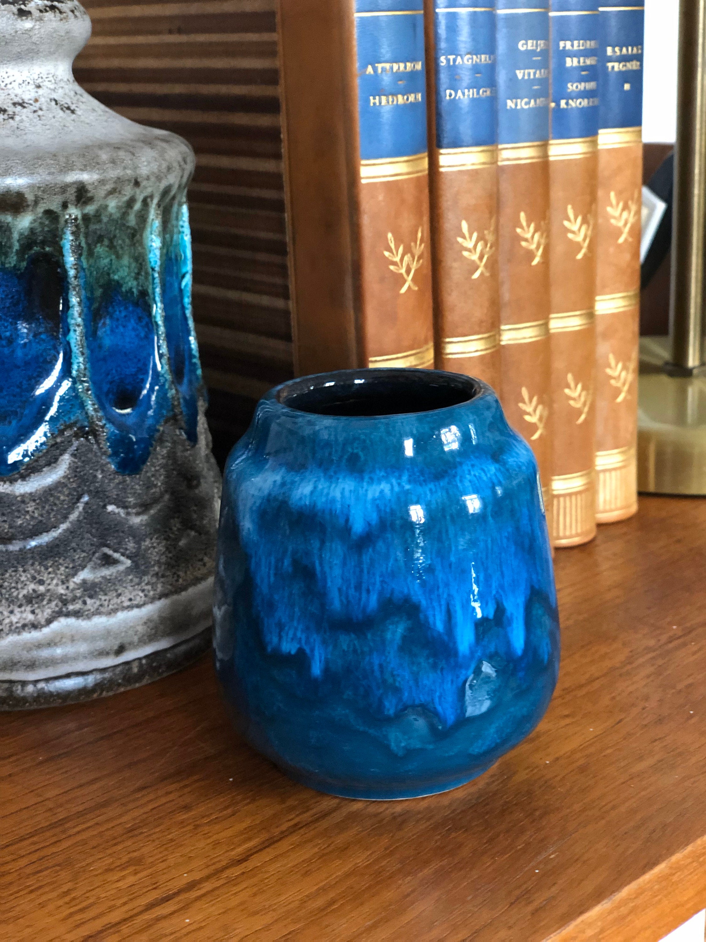 Small West German Pottery Vase blue numbered WGP west german pottery