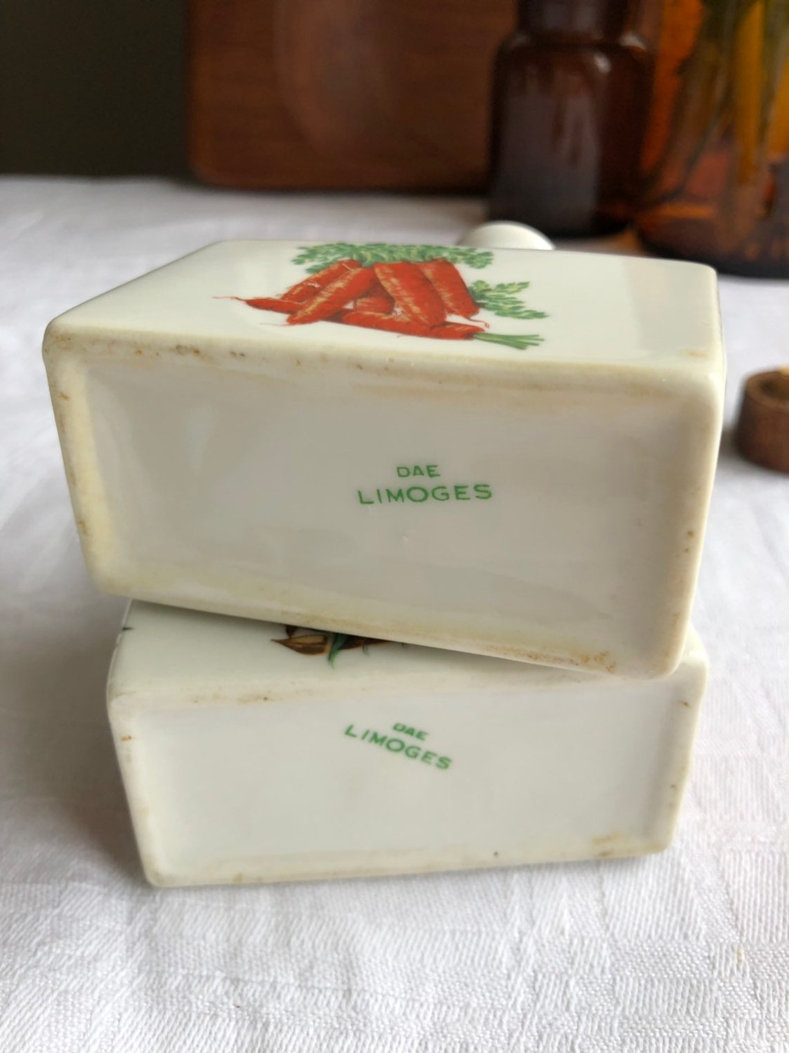 French Country Oil and Vinager Condiment Bottles Limoges France French ...