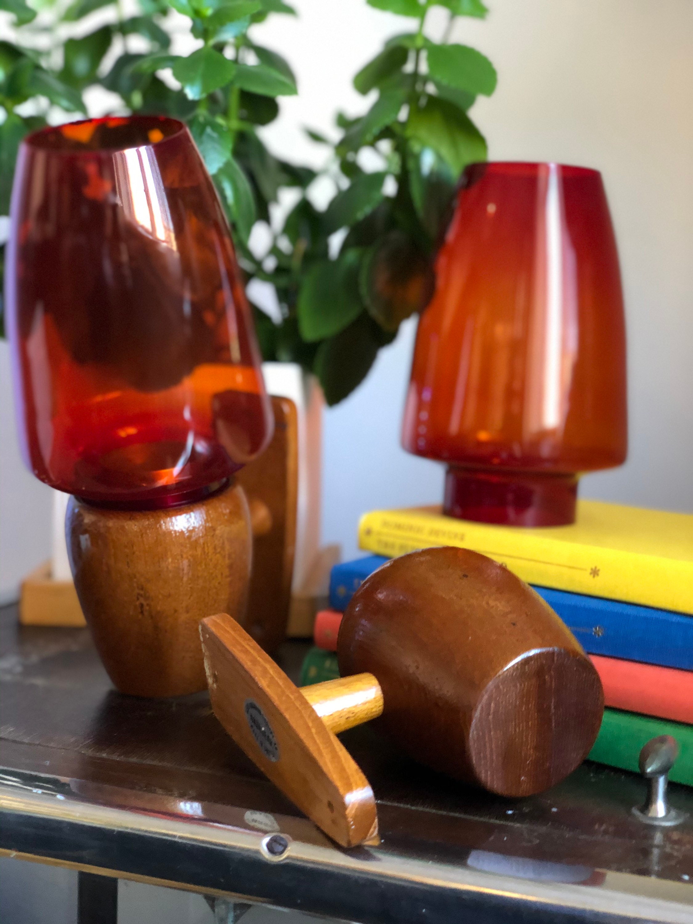 Mid century modern teak glass Wall sconces designer by Karl Holberg ...