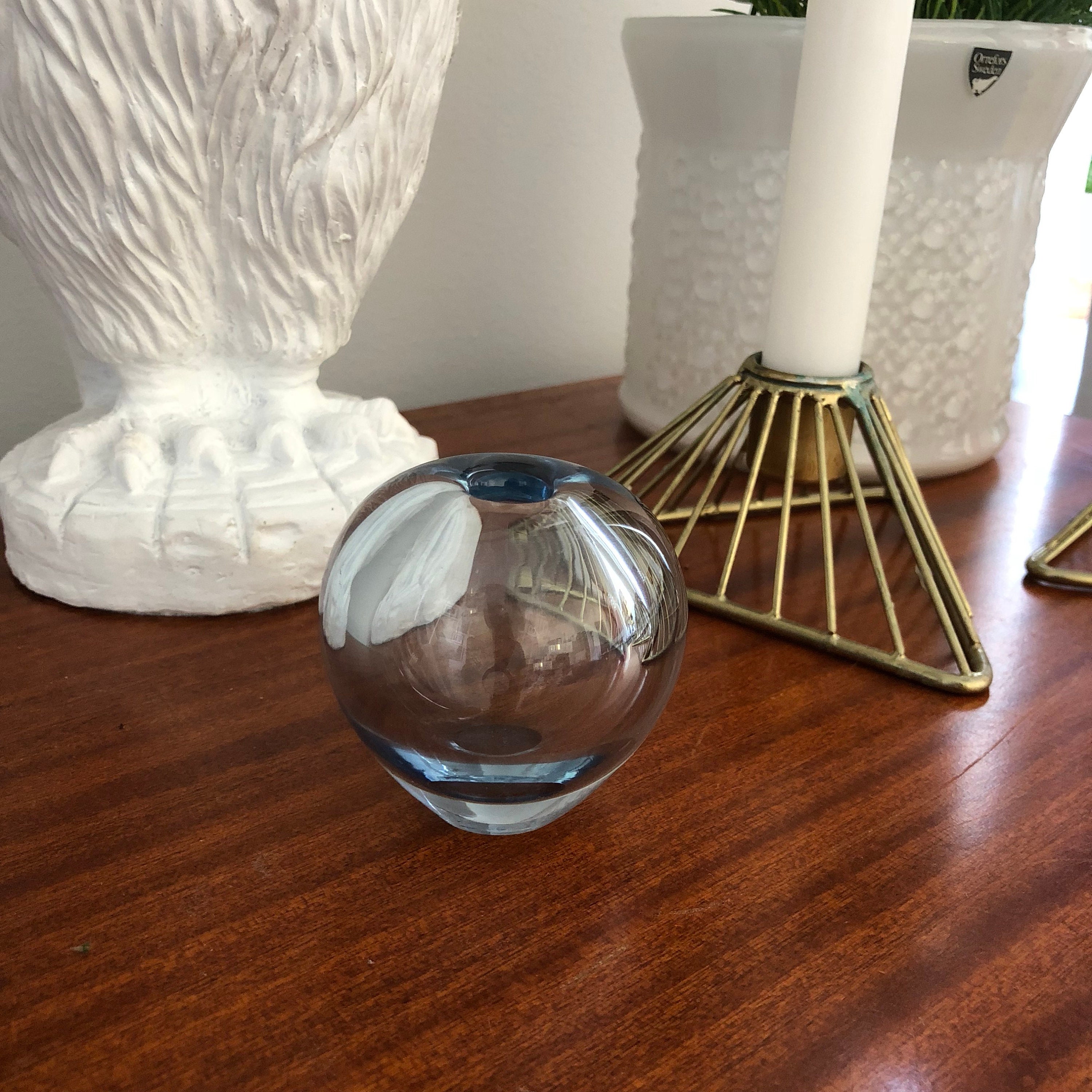 Per Lutken Holmegaard miniature vase heavy crystal Scandinavian 1960s ...