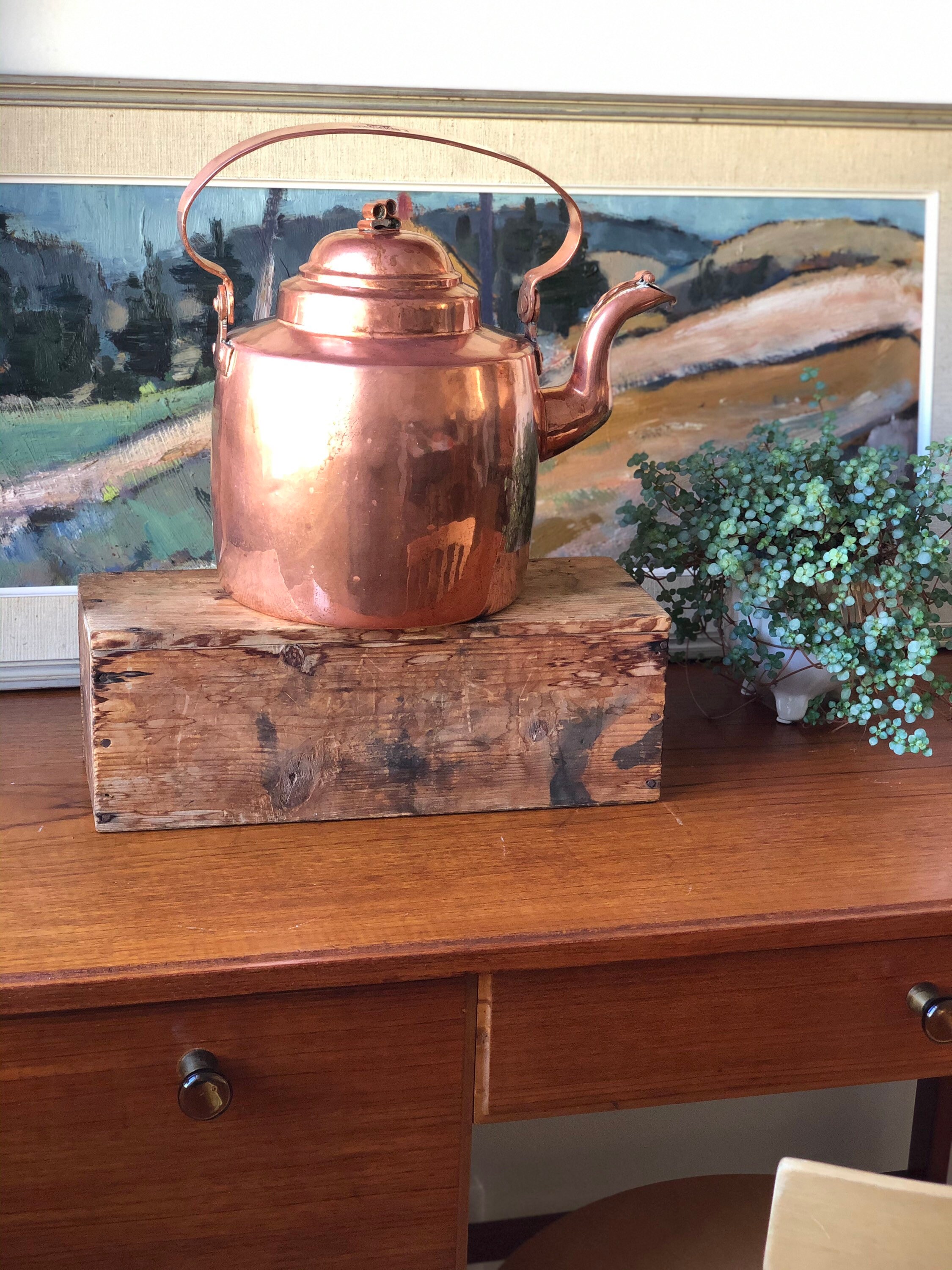 Antique Swedish copper kettle late 1800s Stamped E. Bengtsson Malmö
