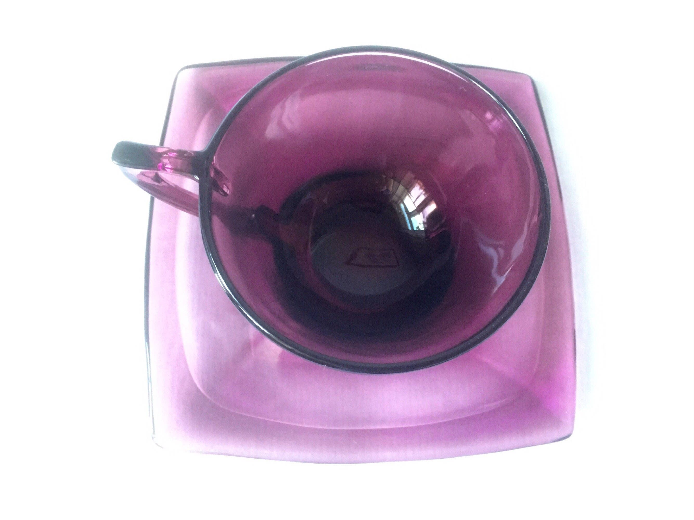 Vintage Vereco France cups and saucers in violet purple /coffee cups ...
