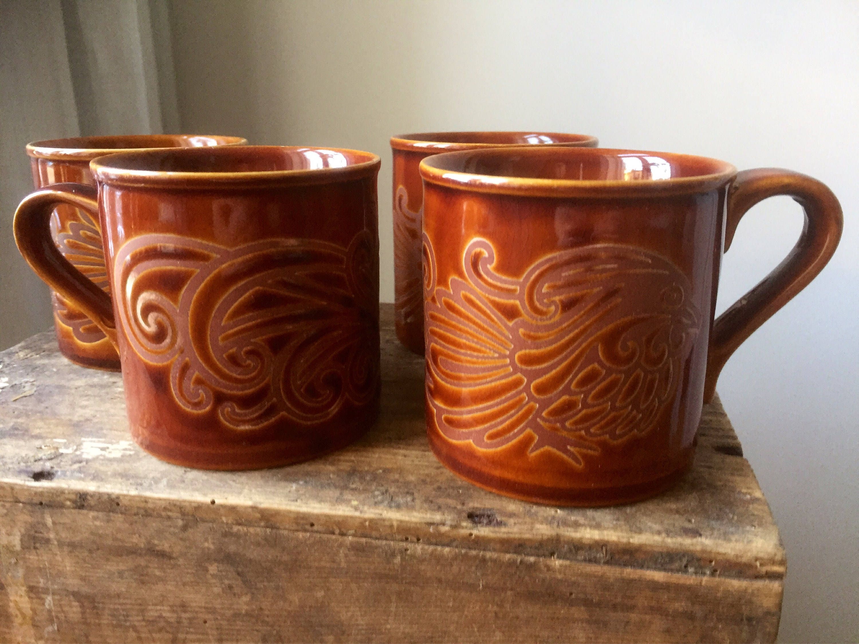 Vintage Kiln craft boho style mugs kitchen cosy cuppa 1970s ...