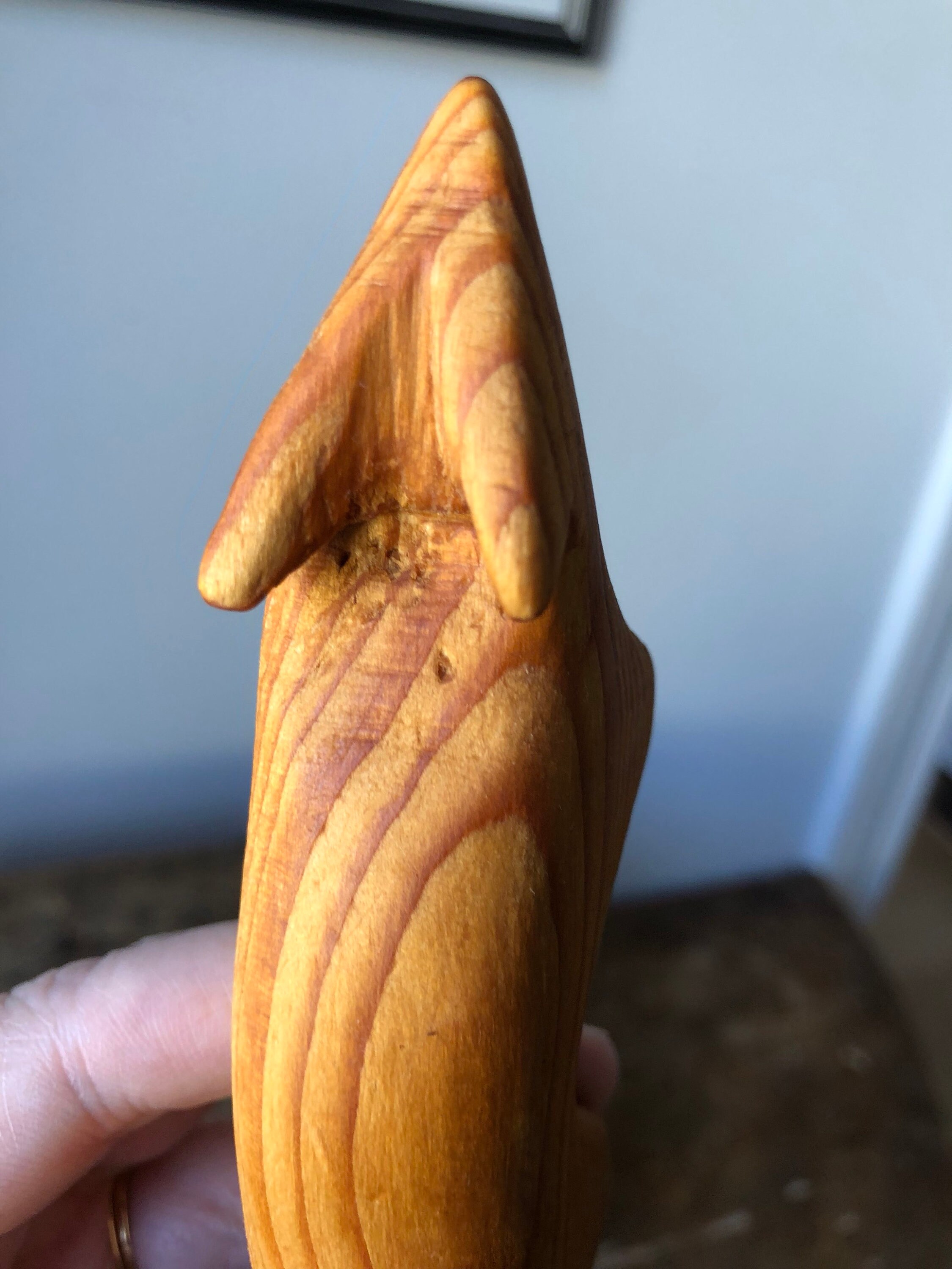 Midcentury modern hand carved wooden fox Scandinavian Swedish handicrafts