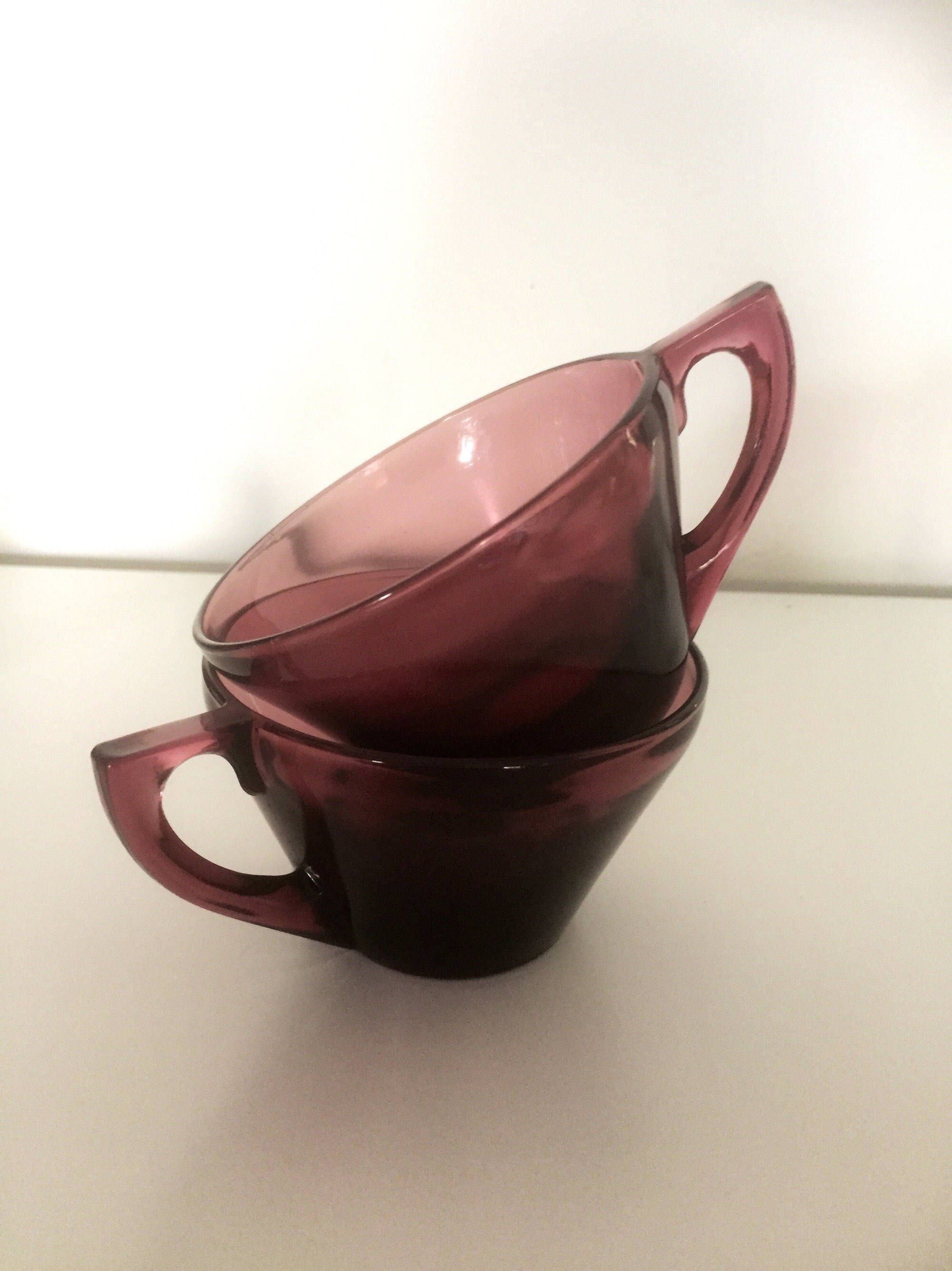 Vintage Vereco France cups and saucers in violet purple /coffee cups ...