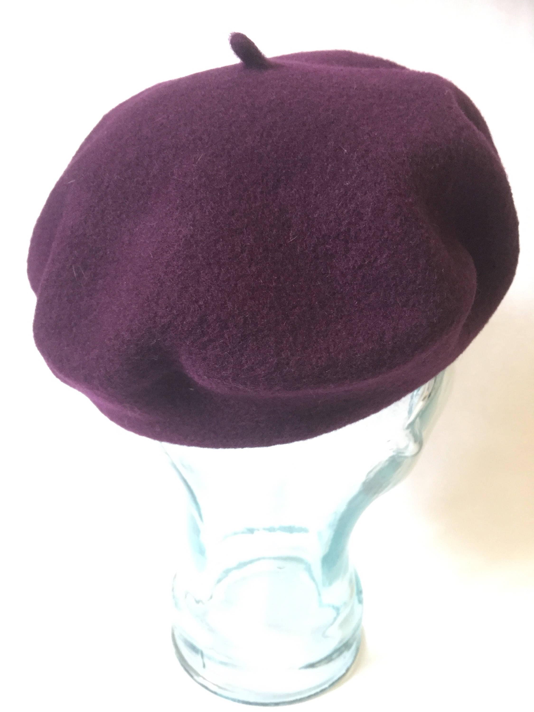 Kid's 1980s violet purple beret wool girl's